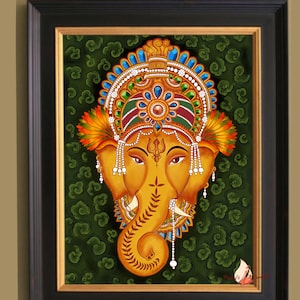 Lord Ganesha Kerala Mural Style Art Painting I Hindu GOD Religious ...