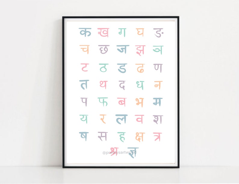 Hindi Alphabet Poster Chart I Indian Hindi Nursery Art Educational ...