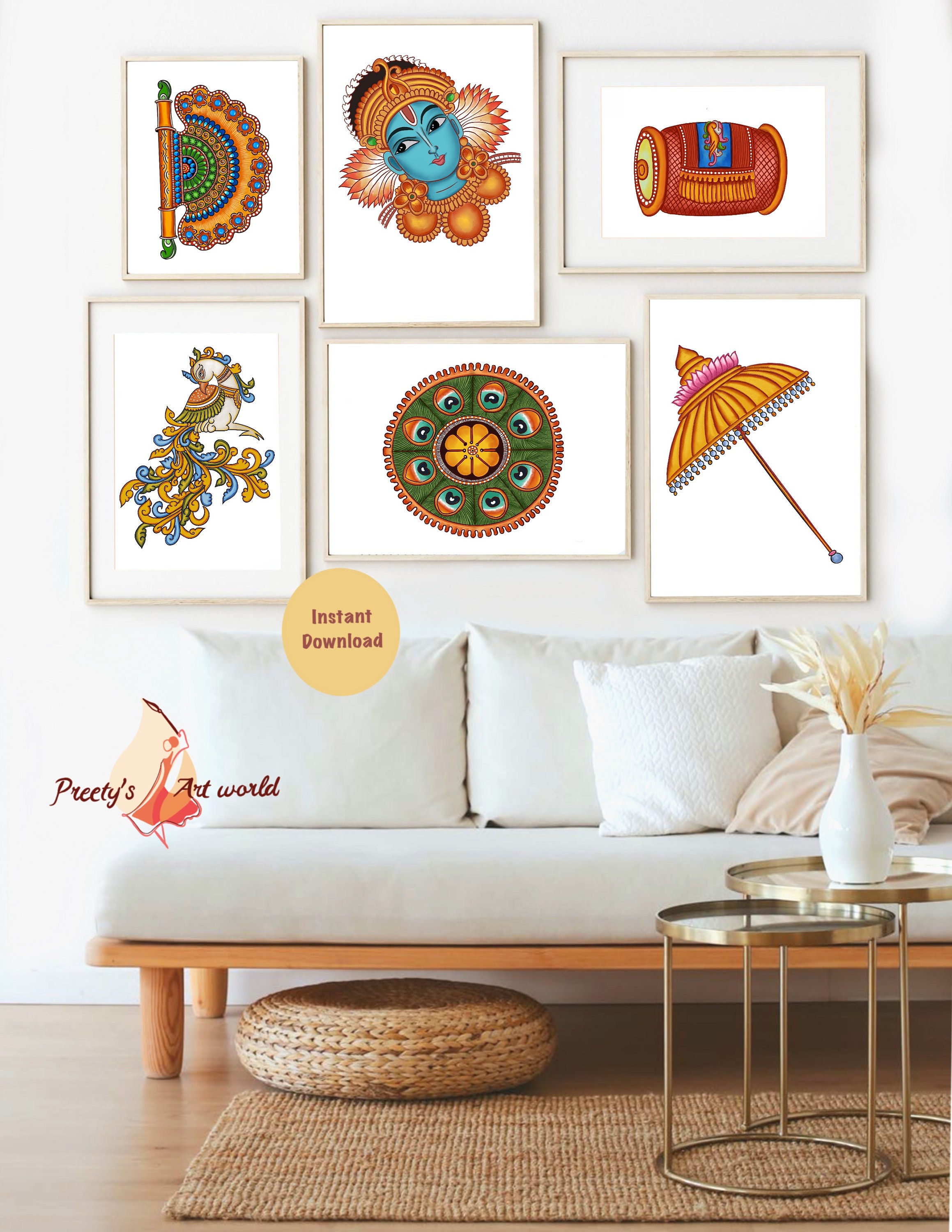 Printable Kerala Mural Painting Designs