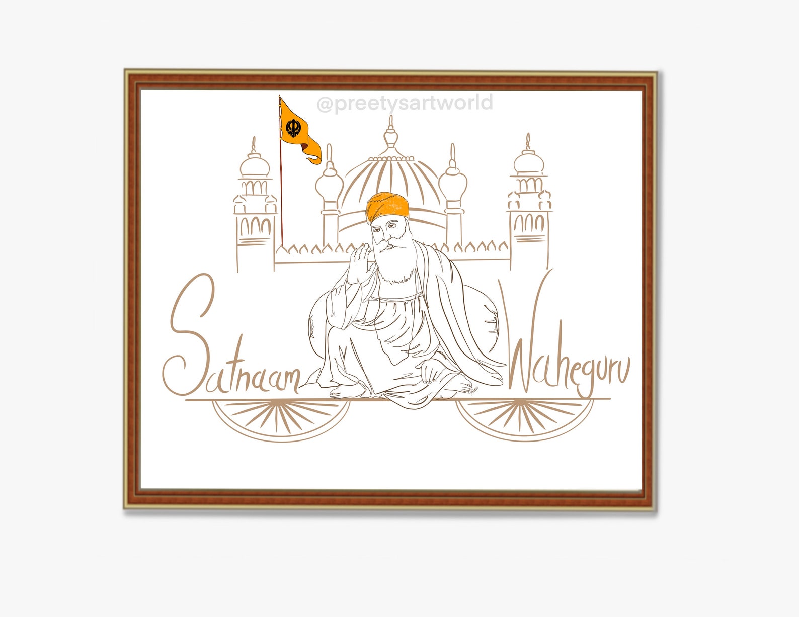 Handdrawn Guru Nanak Ji One Line Minimalist Art Poster Print I Sikh God ...