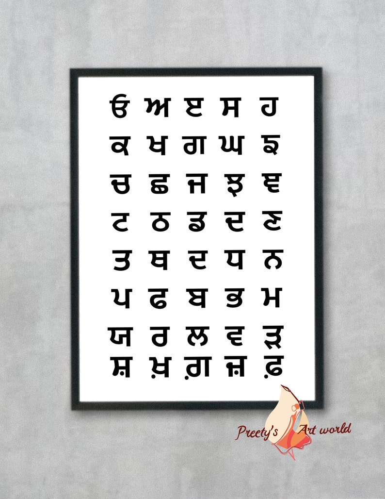 The Punjabi Gurmukhi Alphabet Printable Poster I Punjabi Décor - Etsy