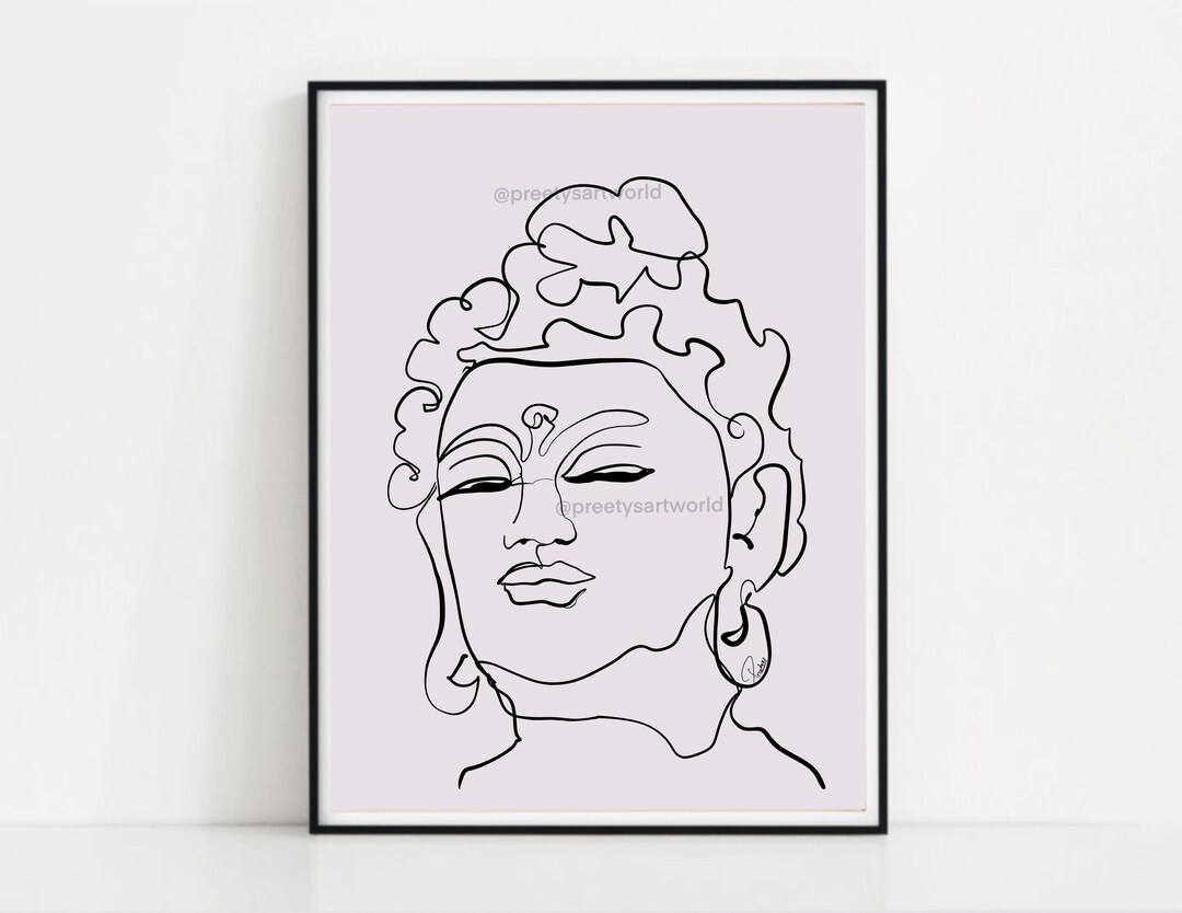 Calm Buddha Half Face Single Line Wall Art I One Line Art Print I ...