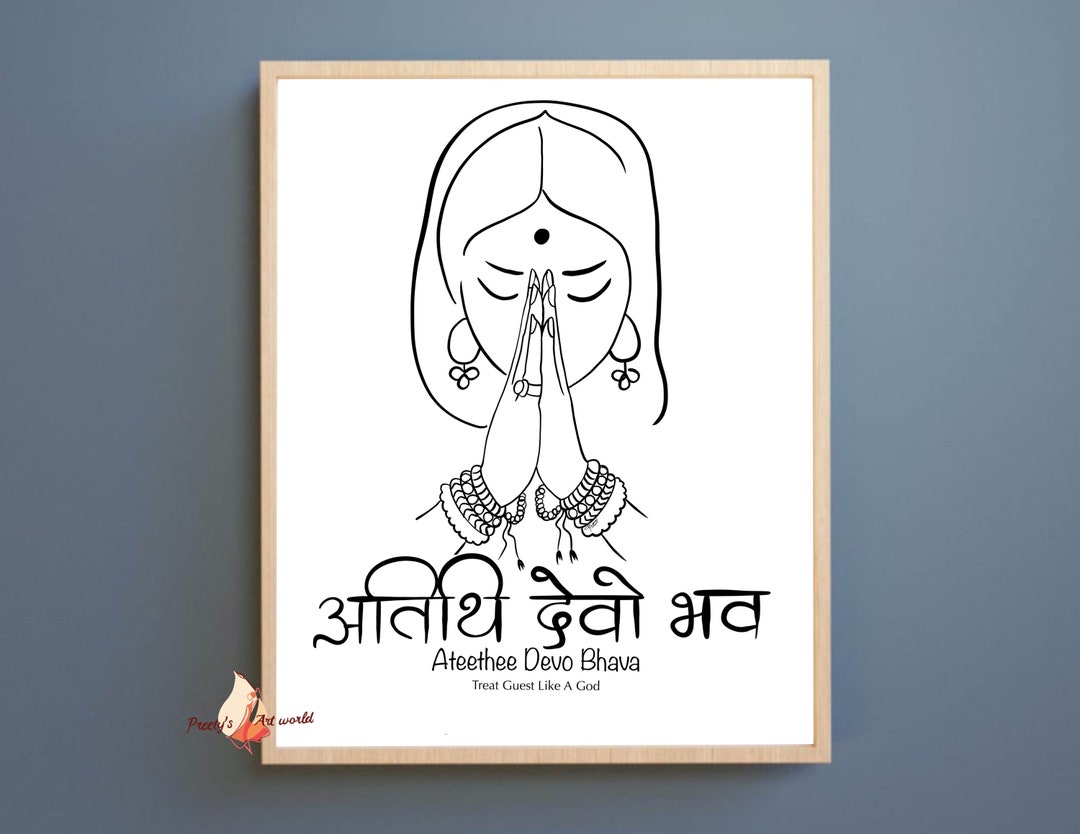 Atithi Devo Bhava Sanskrit Phrase Calligraphy I Guest Room Printable ...
