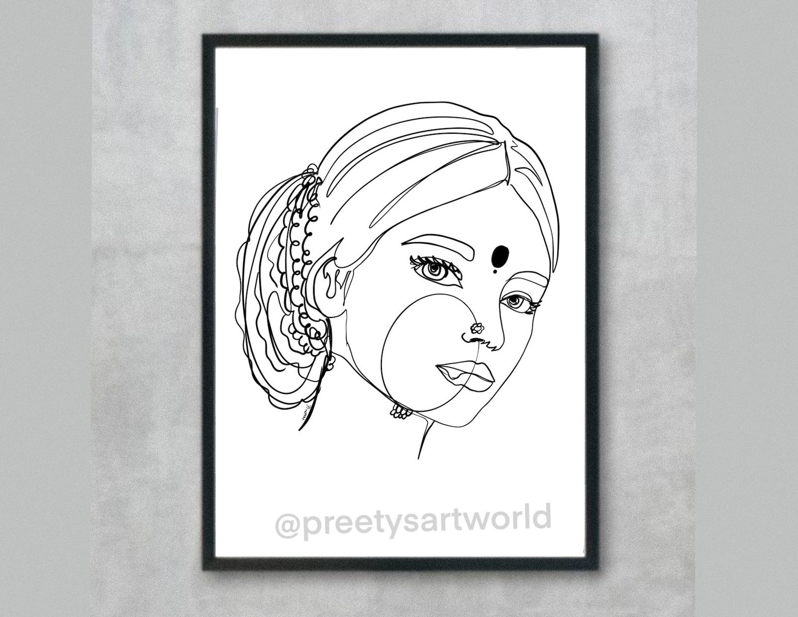 Indian Woman One Line Drawing I Female Face Print I Minimalist | Etsy