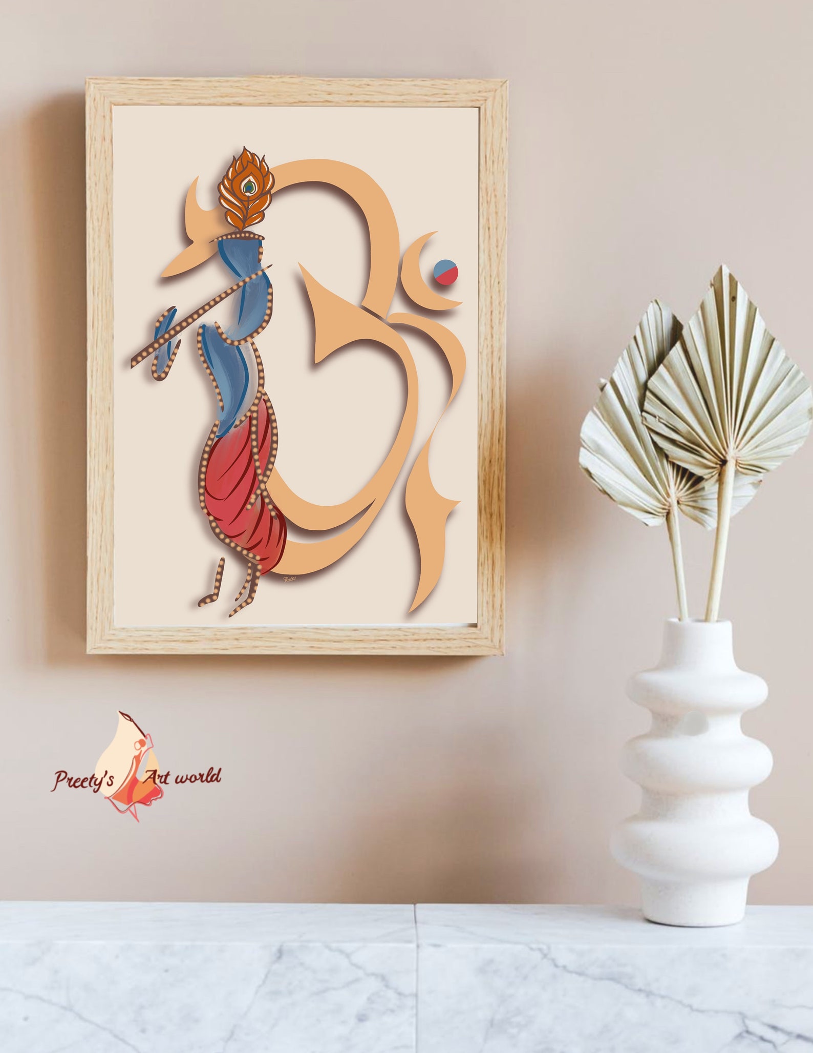 Krishna Om Abstract Art Boho Poster Print I Modern Contemporary I Hindu ...