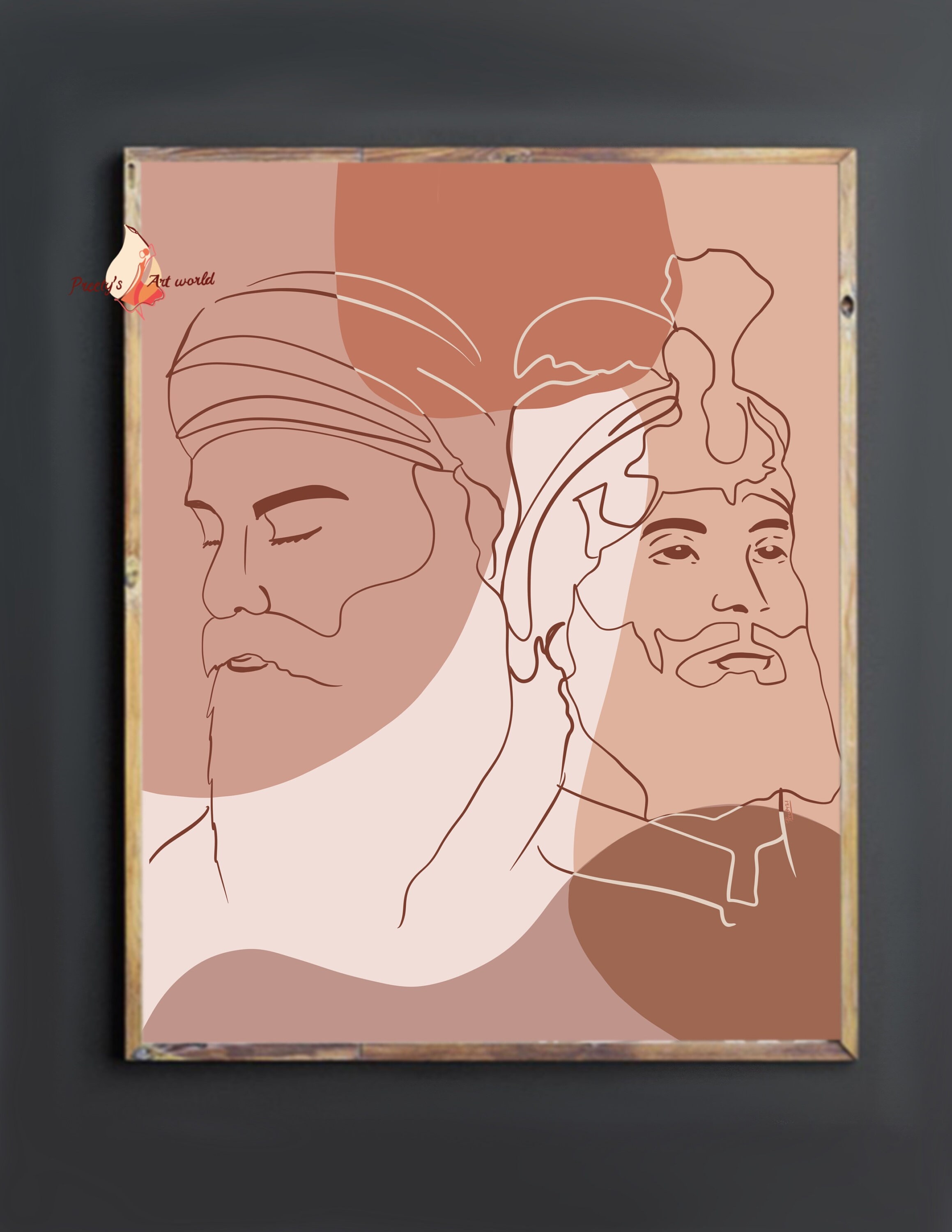 Guru Nanak Ji & Guru Gobind Singh Ji Line Art Minimalistic Sikh Home ...