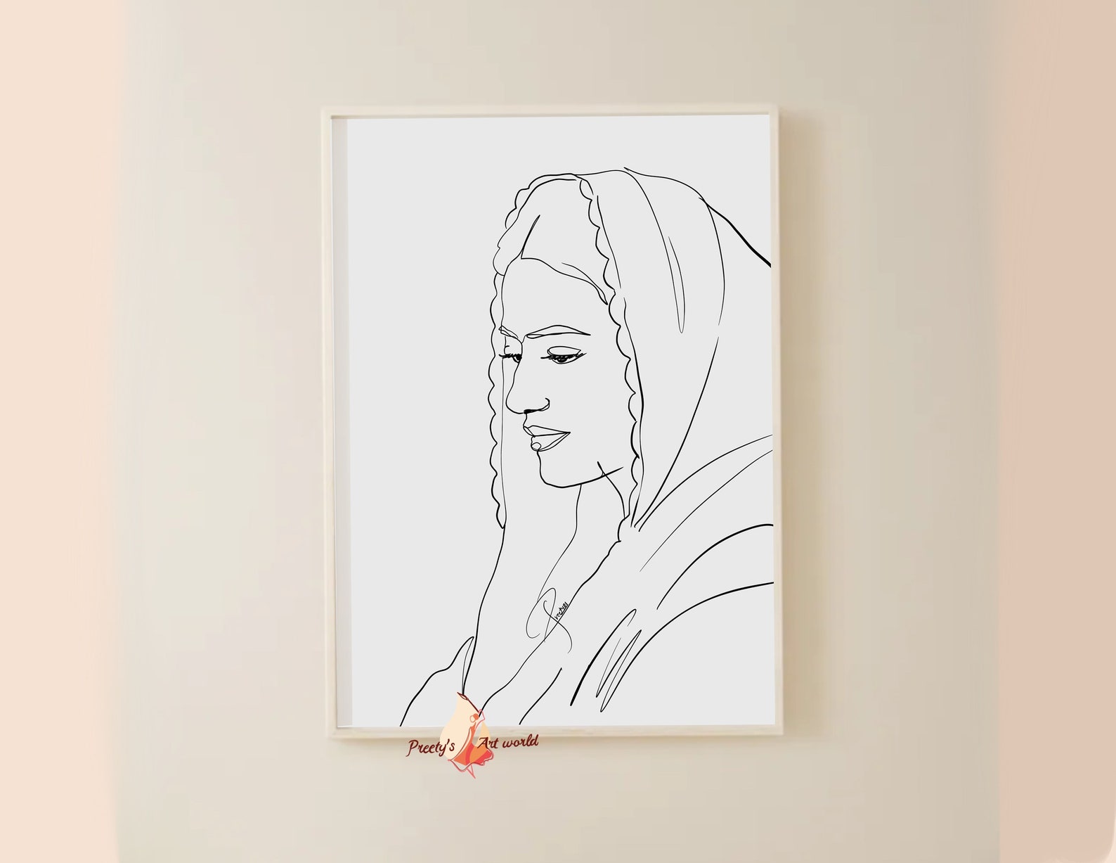 Indian Woman One Line Drawing I Female Face Print I Minimalist Sketch I ...