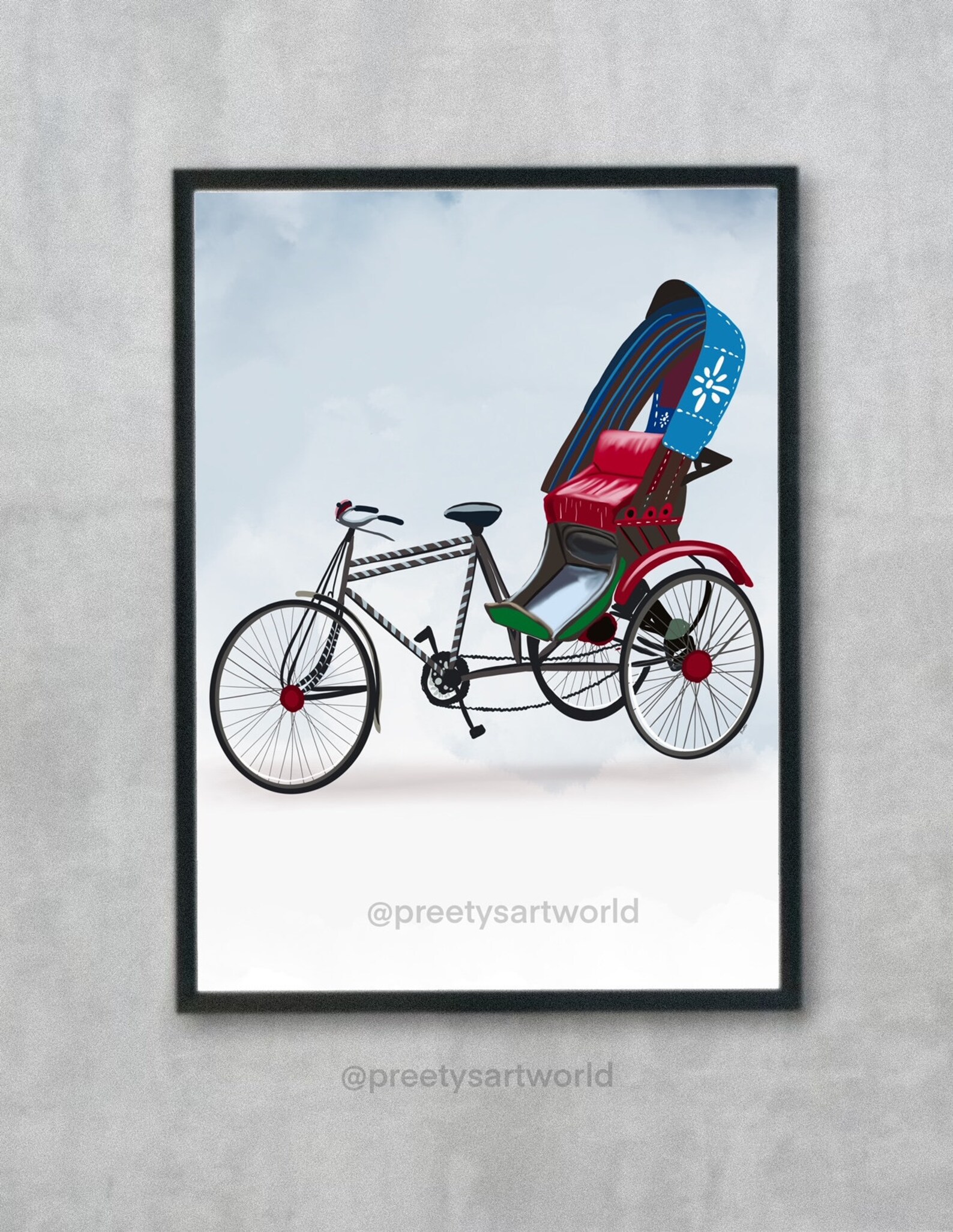 Cycle Rickshaw Poster Art I Indian Wall Decor I Indian Painting I ...