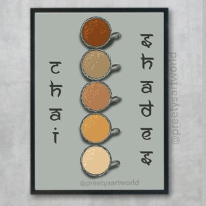 Chai Ke Rang , Chai Shades Poster, Chai Cups in Different Shades Wall ...