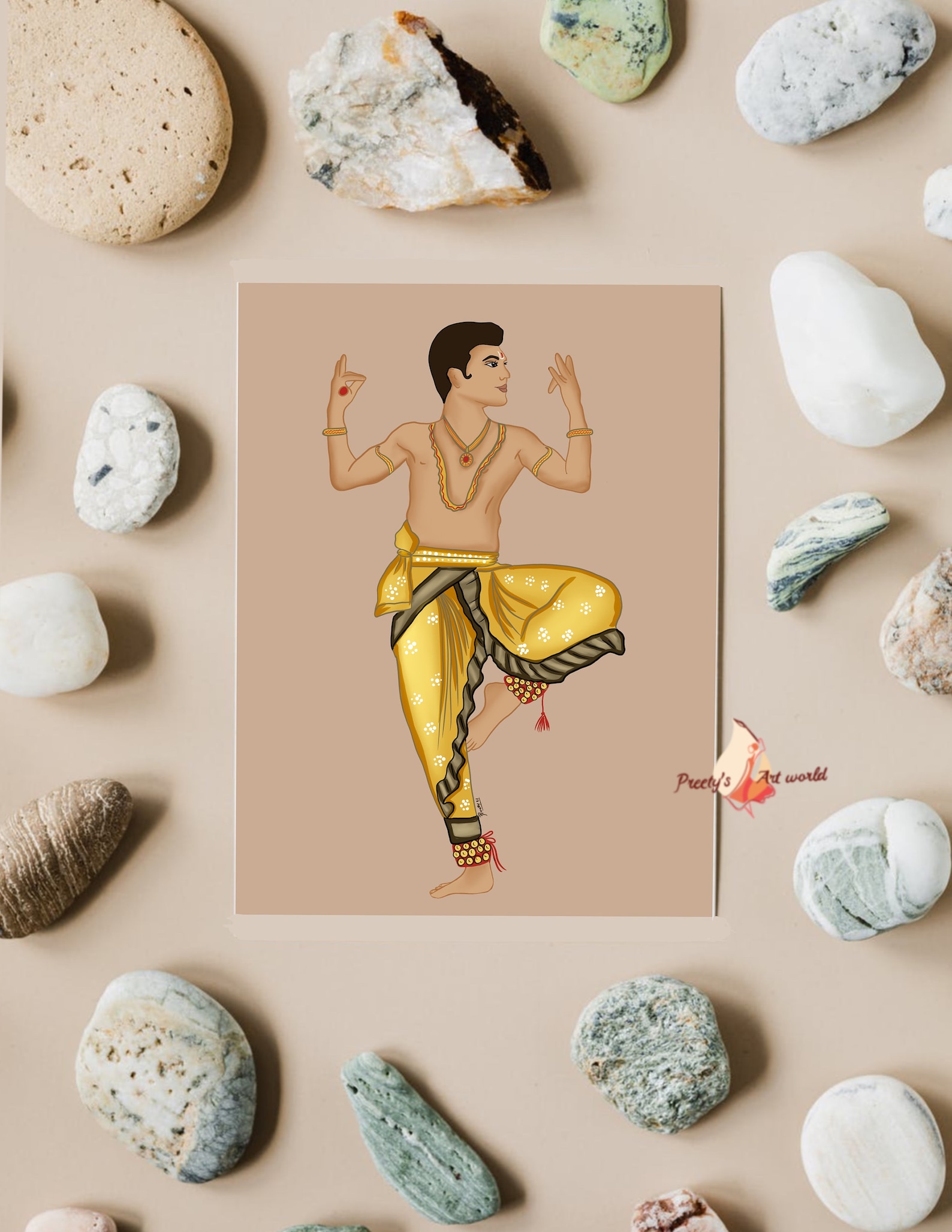Bharatanatyam Male Dancer Art Illustration I Bharatanatyam - Etsy