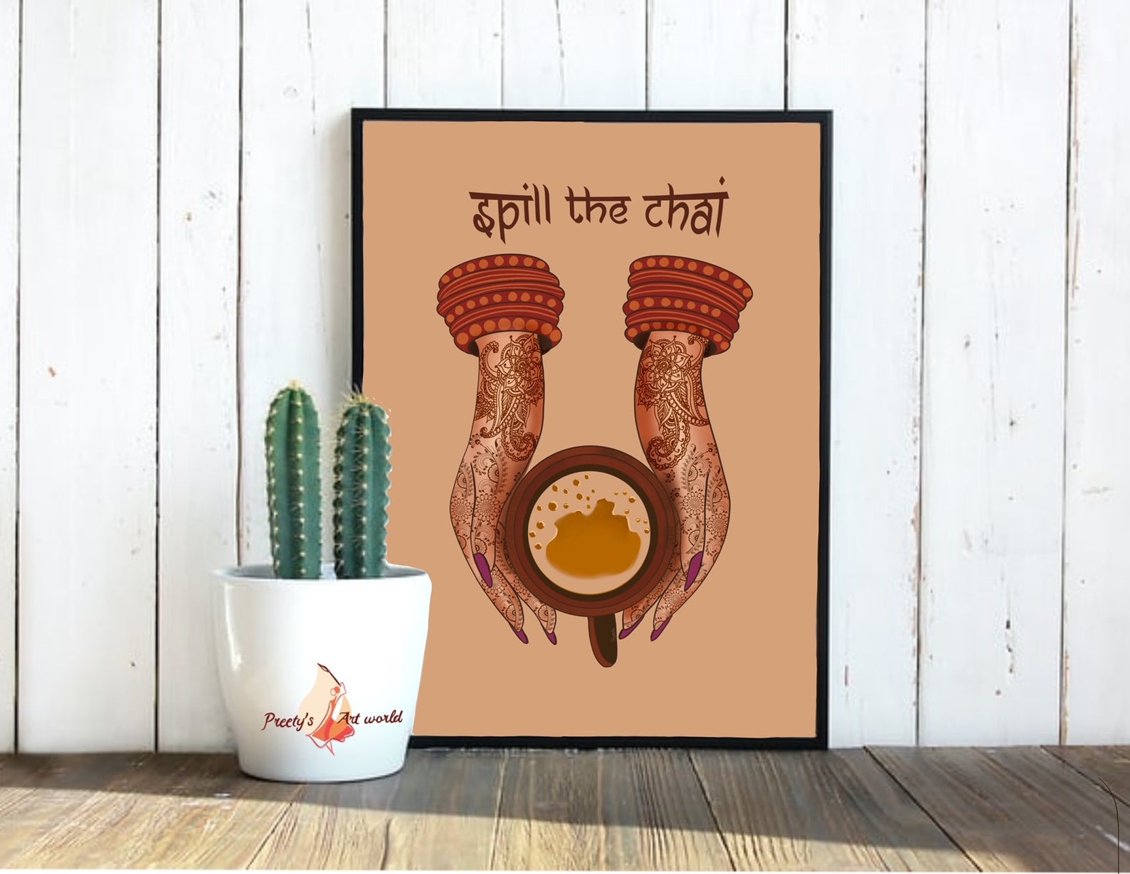 Spill the Chai Print I Indian Wall Art I Desi South Asian Art - Etsy