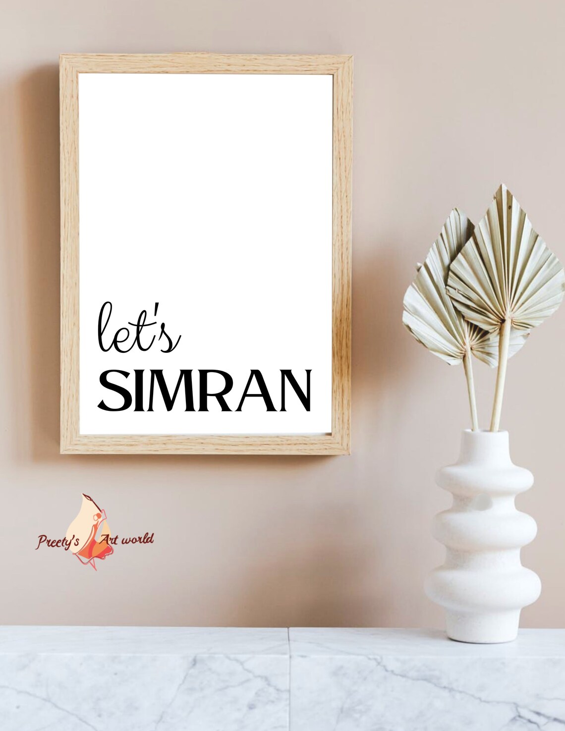 Let's Simran , Religious Wall Art, Monochrome Simran Corner Print ...