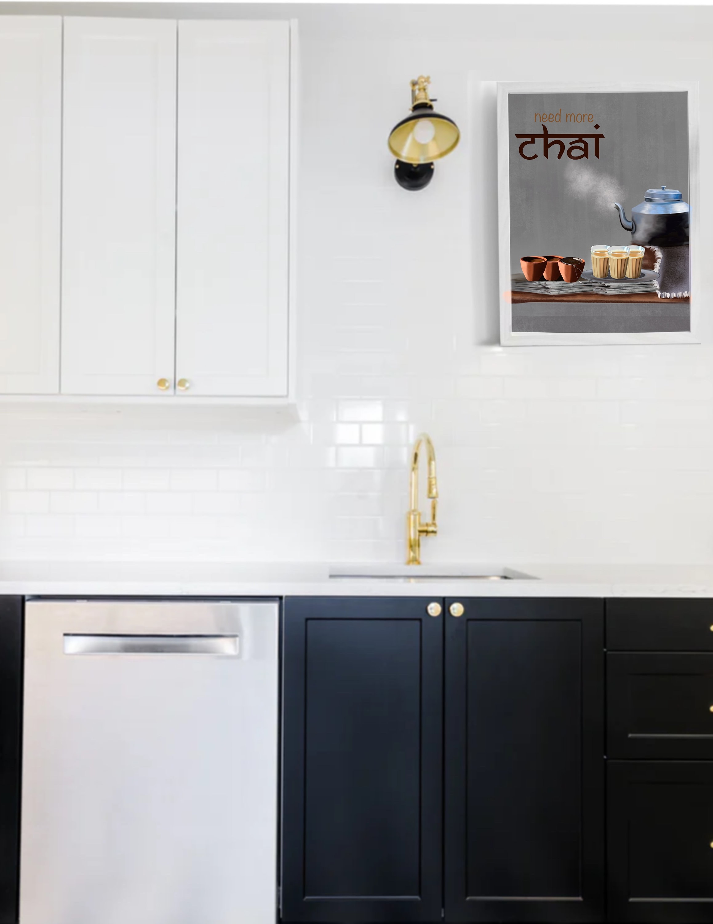 Need More Chai Indian Spiced Tea Kitchen Art Illustration I Kitchen ...