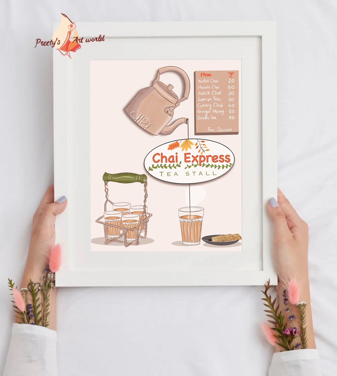 Chai Express Tea Stall Indian illustration Poster Printable I | Etsy