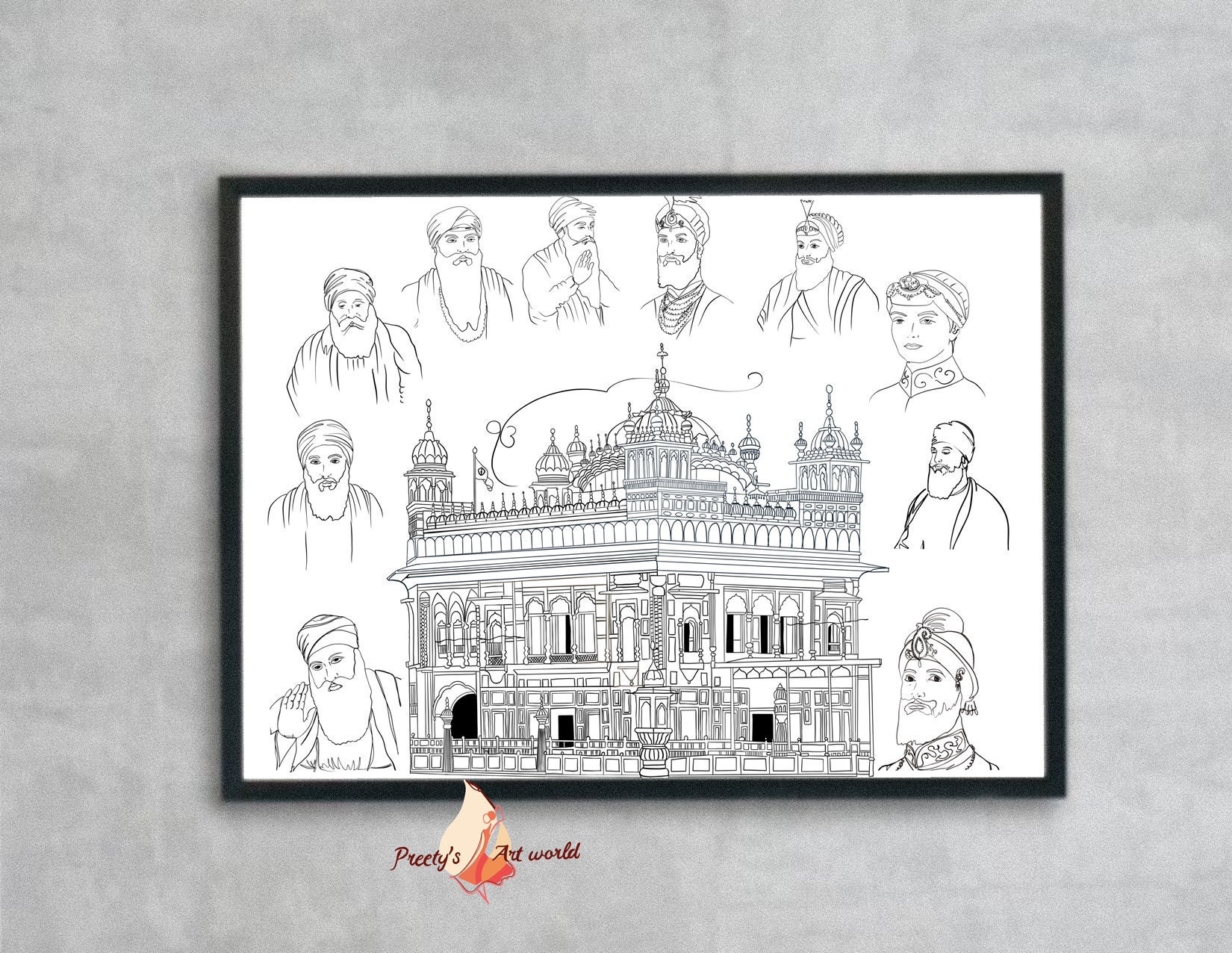 Sikhism Temple Drawing