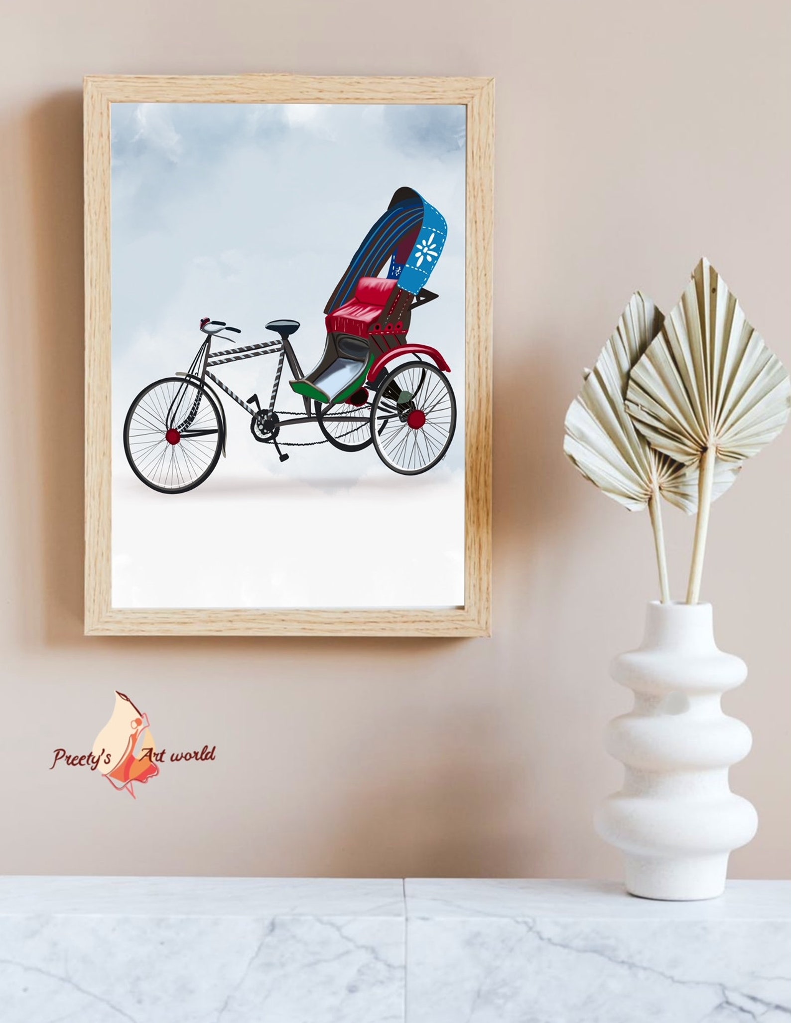 Cycle Rickshaw Poster Art I Indian Wall Decor I Indian | Etsy