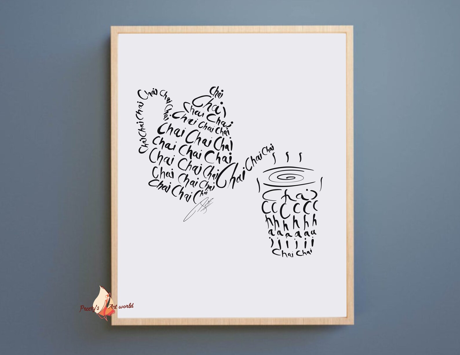 Chai Typography Wall Art Printable Chai Print Kitchen Wall | Etsy