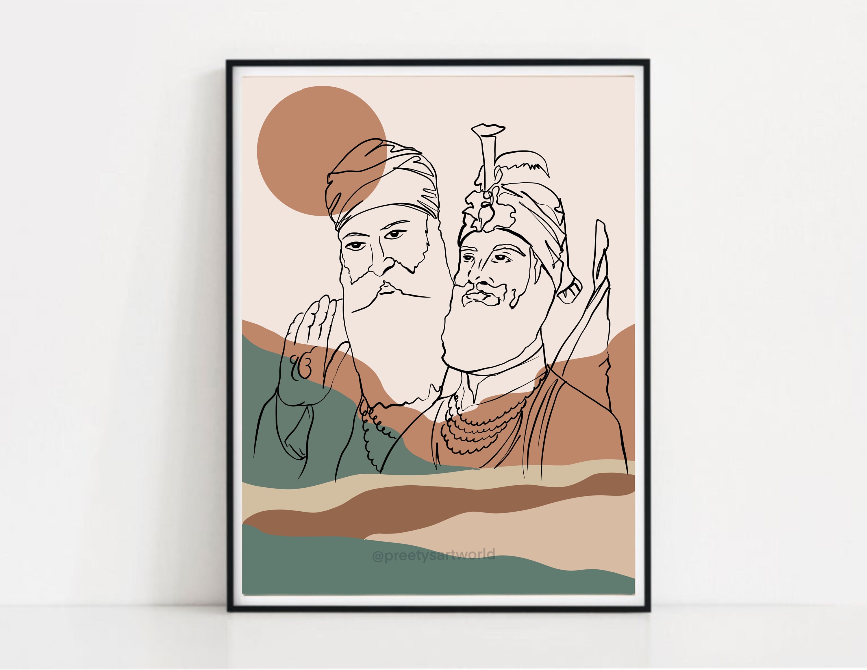 Guru Nanak Ji & Guru Gobind Singh Ji Line Art Minimalistic - Etsy