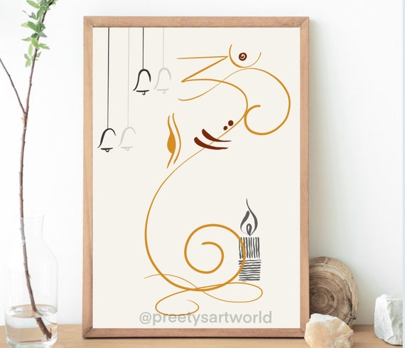 Abstract Modern Ganesha Minimalist Line Drawing Indian Hindu - Etsy