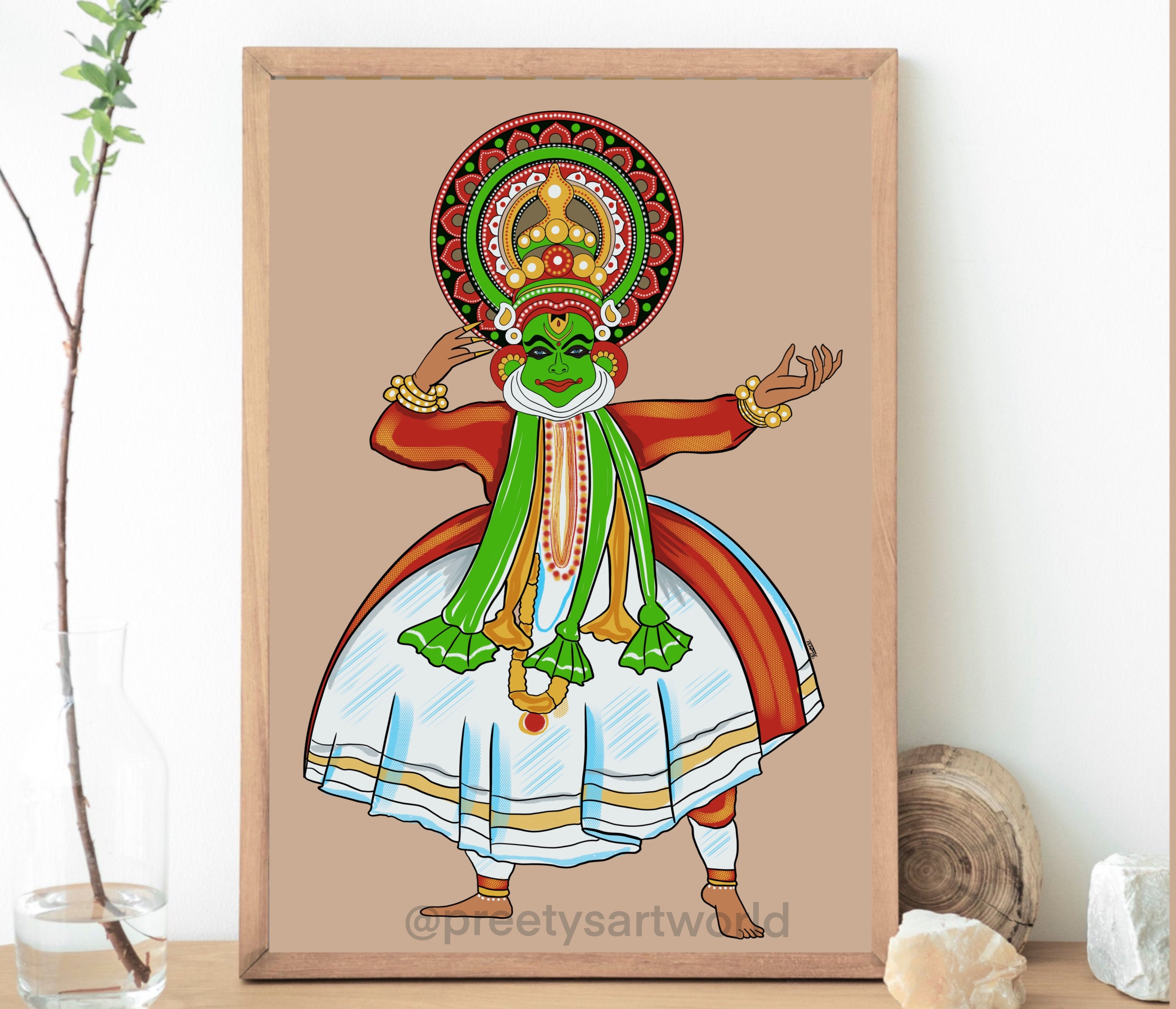 Kathakali Dancer Full Body Art Print I Kerala Painting I Indian ...