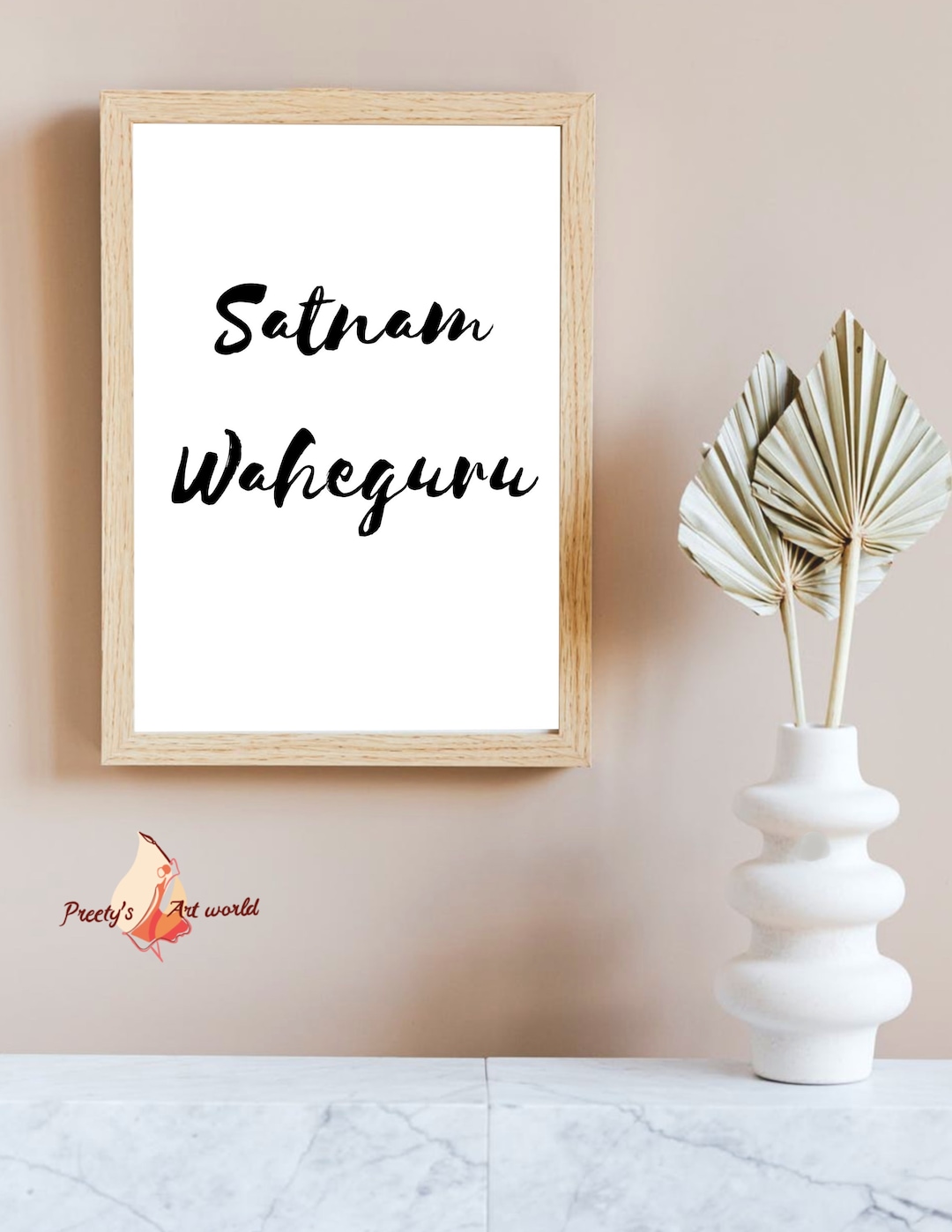 Satnam Waheguru in English Black & White Minimalist Printable Poster I ...