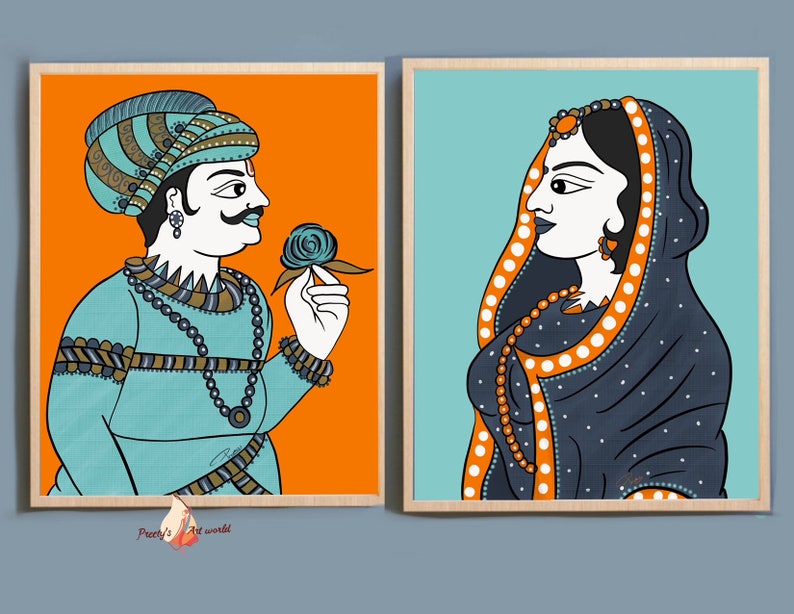 Royal Rajkumar & Royal Rajkumari India Exotic Desi Couple Wall Art ...