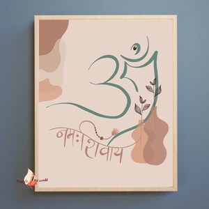 Handwritten Om Namah Shivaya Boho Art I Sacred Symbols Art Poster I ...