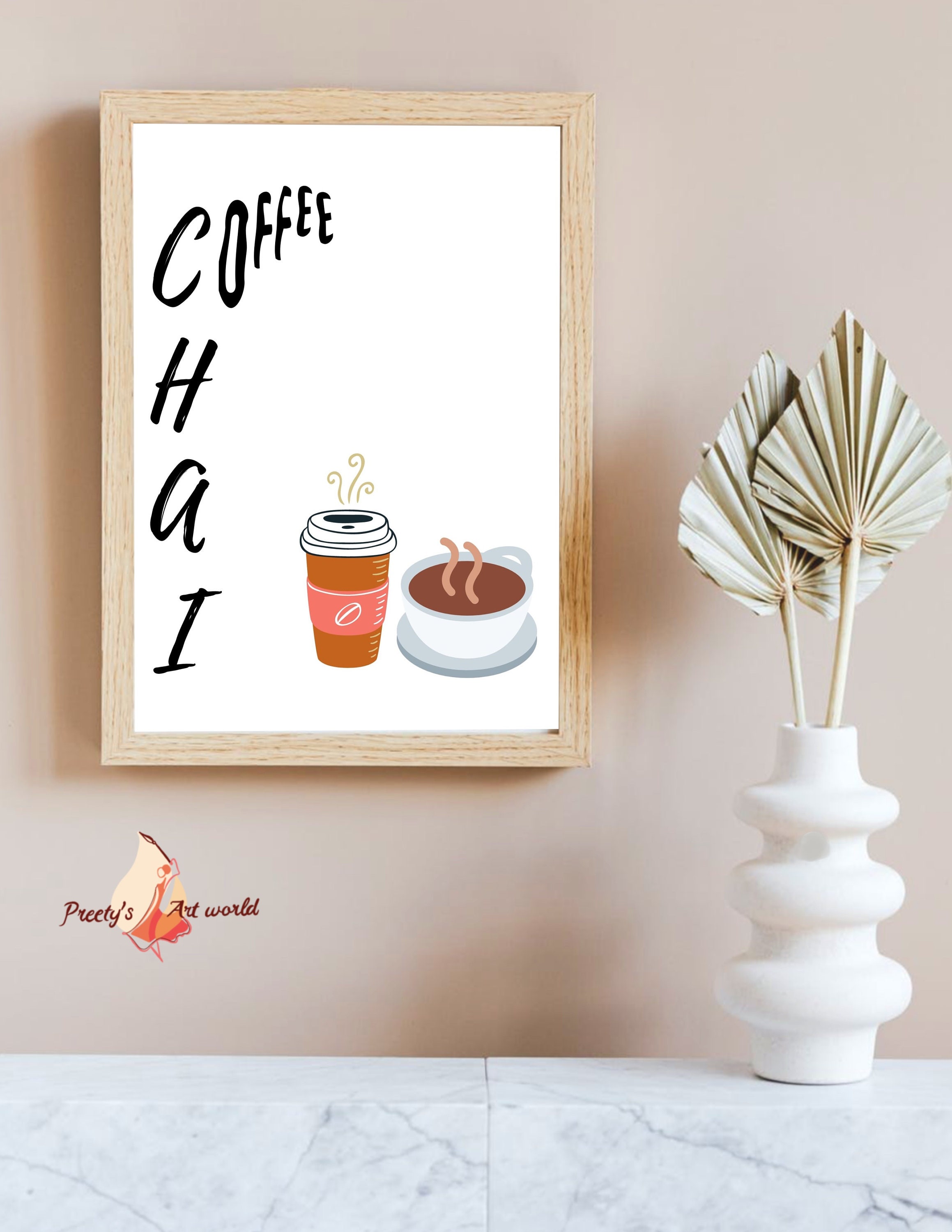 Chai Coffee Monochrome Quote Typography Calligraphy Wall Art - Etsy