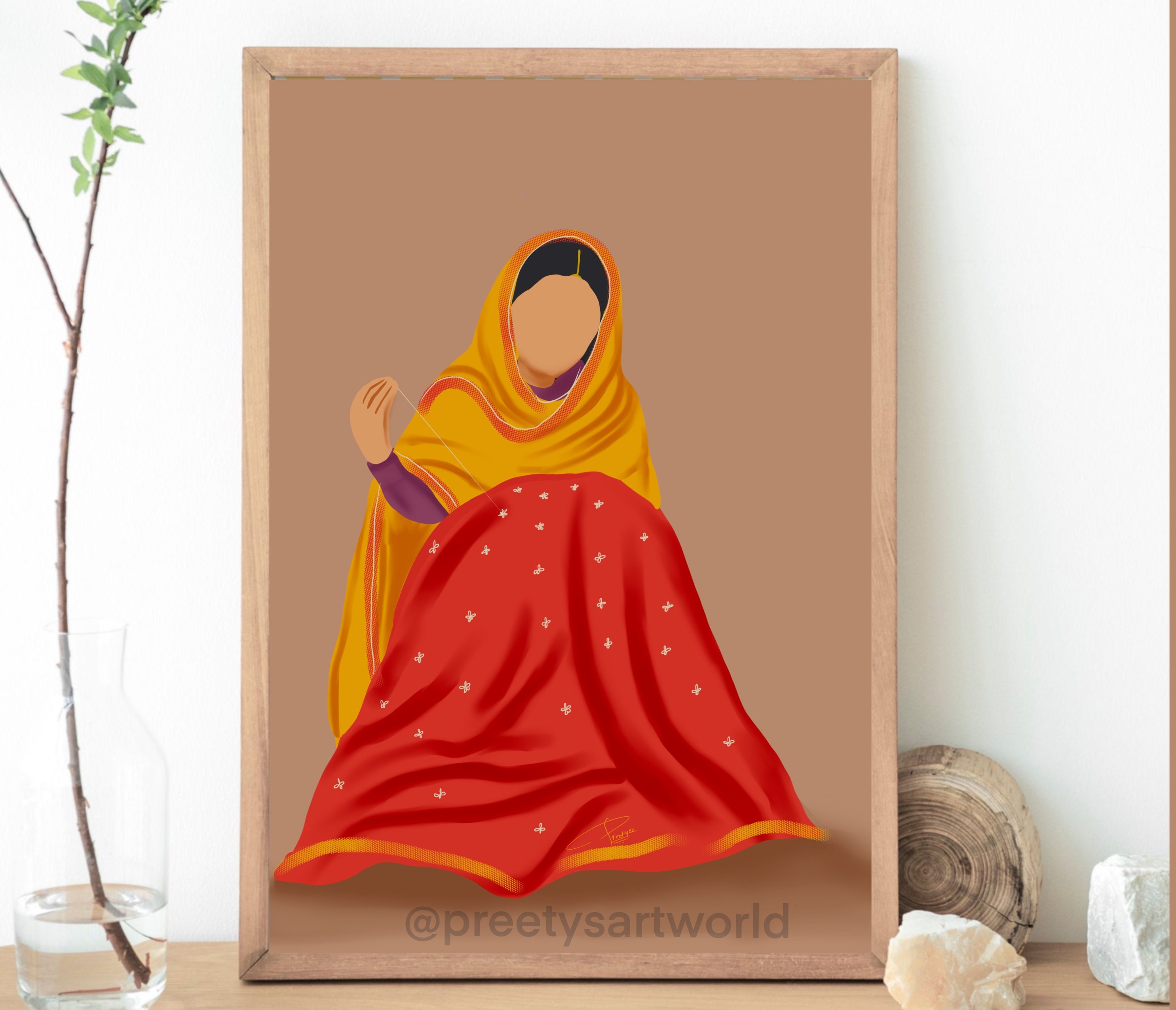 Punjabi Women Sewing Clothes Art Print I Indian Ethnic Home Décor I ...
