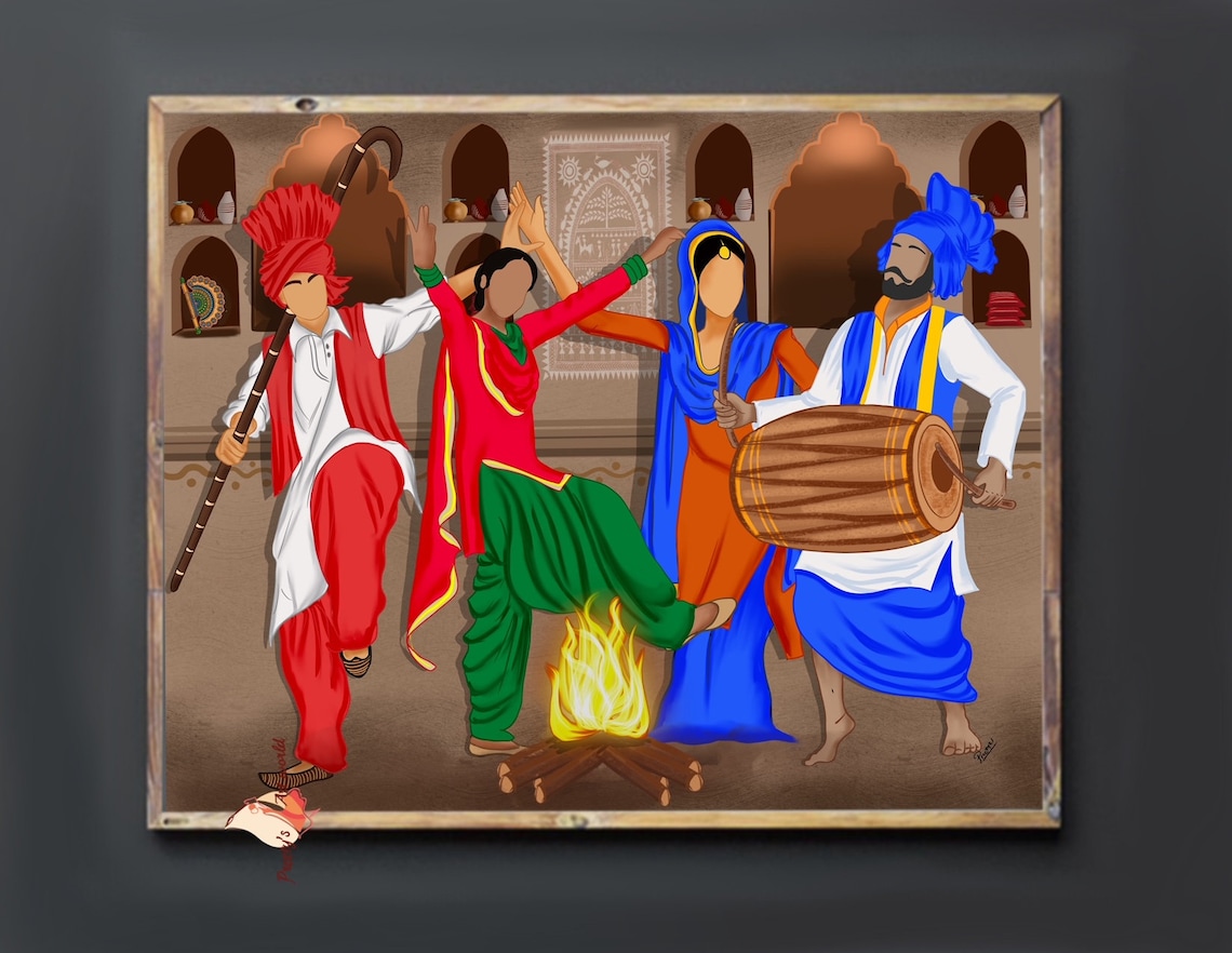 Punjabi Bhangra Gidda Dancer Art Illustration I Balle Balle I | Etsy