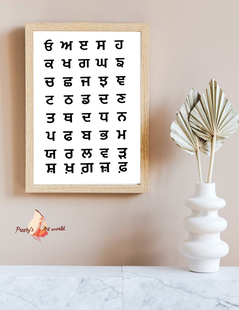 The Punjabi Gurmukhi Alphabet Printable Poster I Punjabi Décor - Etsy
