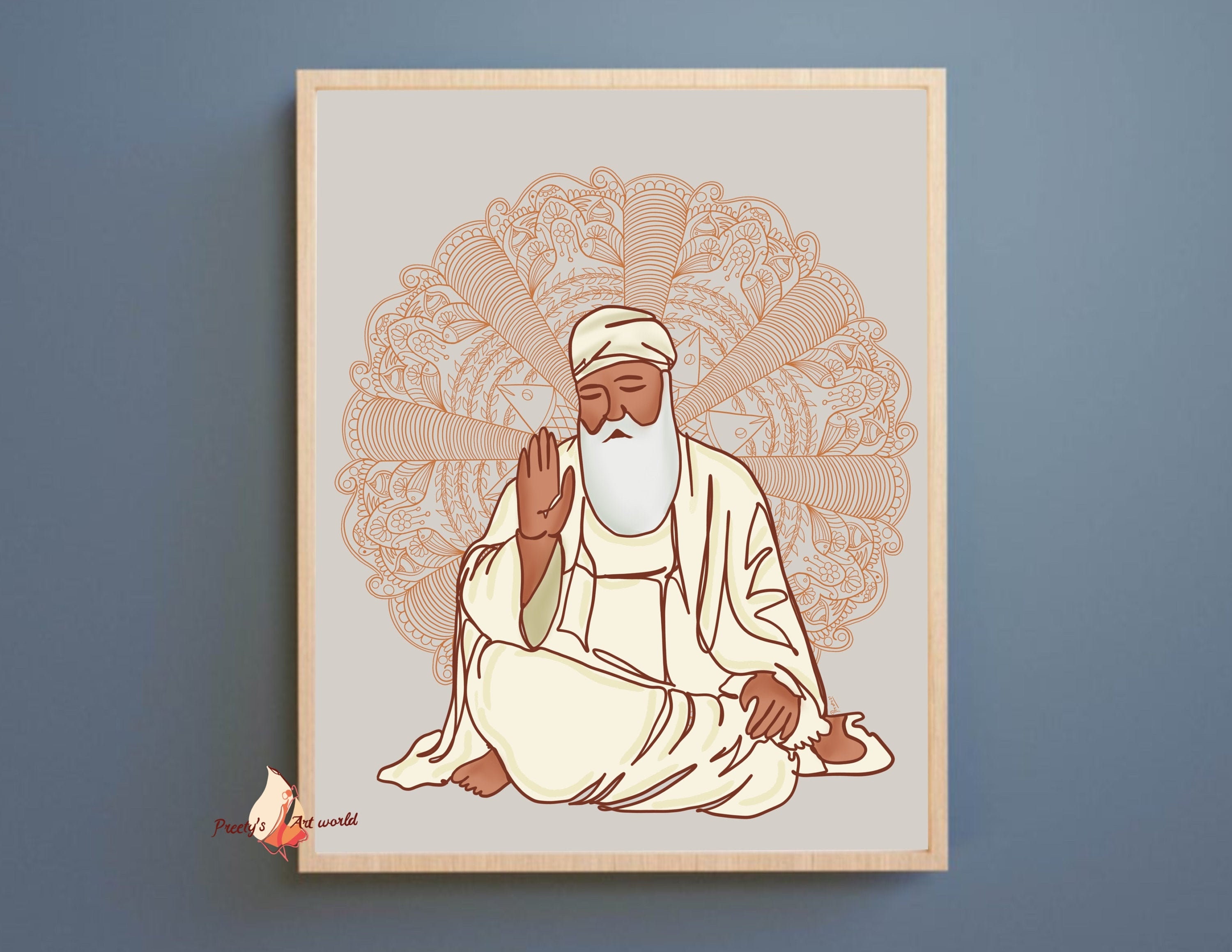 Baba Nanak Mandala Sikh Art Guru Nanak Dev Ji Sikh Home | Etsy