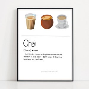 Set 3 Cups of Chai Art Print Chai Definition Chai Painting Chai Poster ...