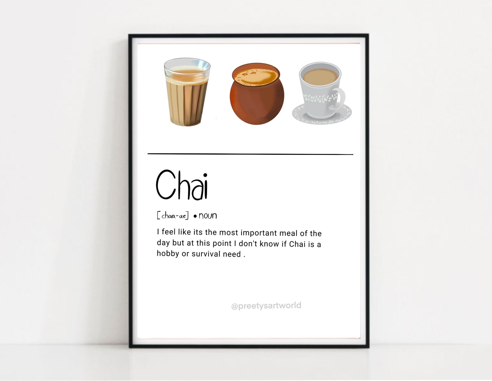 Set 3 Cups of Chai Art Print Chai Definition Chai Painting Chai Poster ...