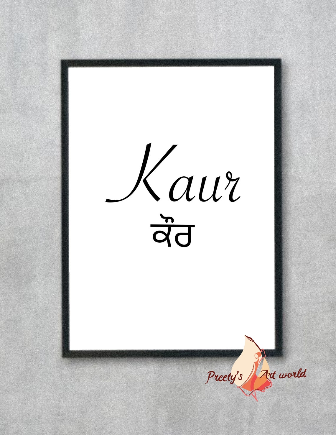 Kaur Poster Print Minimalist Living Room Sikh Modern Typography ...