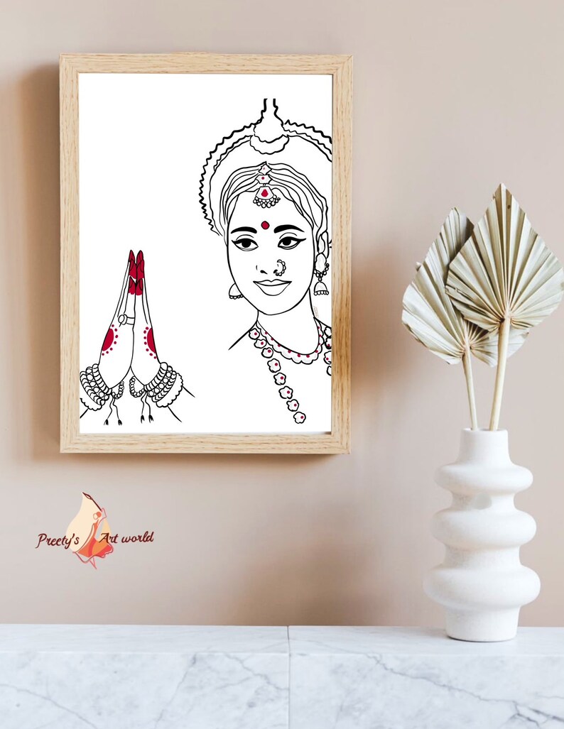 Indian Traditional Kathak Dancer Line Art Drawing Poster Print I ...