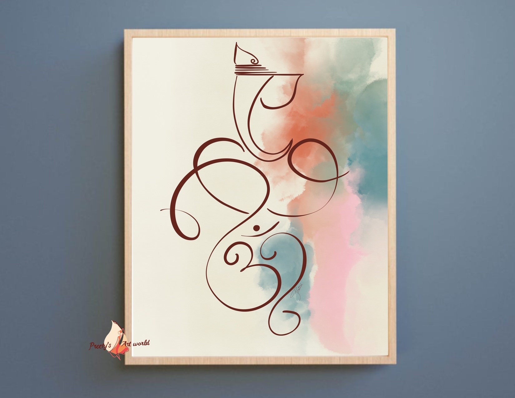 Abstract Modern Ganesha Minimalist Line Drawing Indian Hindu | Etsy