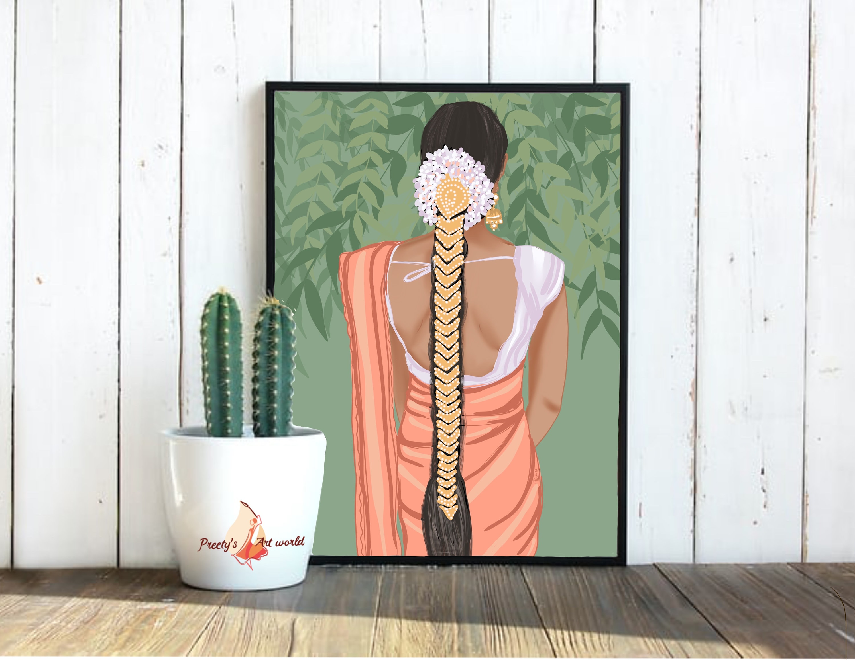 Minimalist South Asian Bride Art Indian Woman Drawing | Etsy