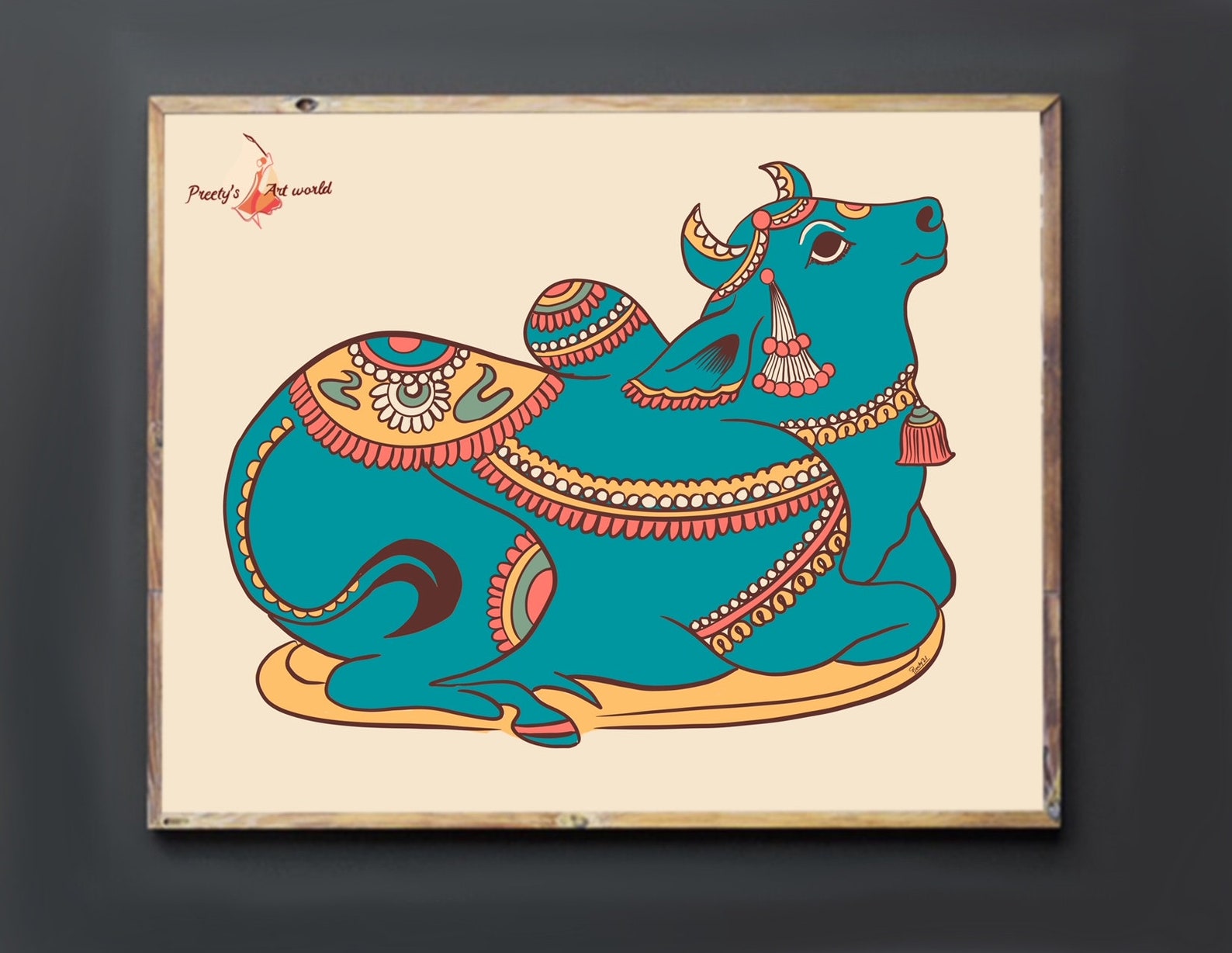 Holy Indian Cow Folk Art Vintage Animal Wall Ethnic Art - Etsy