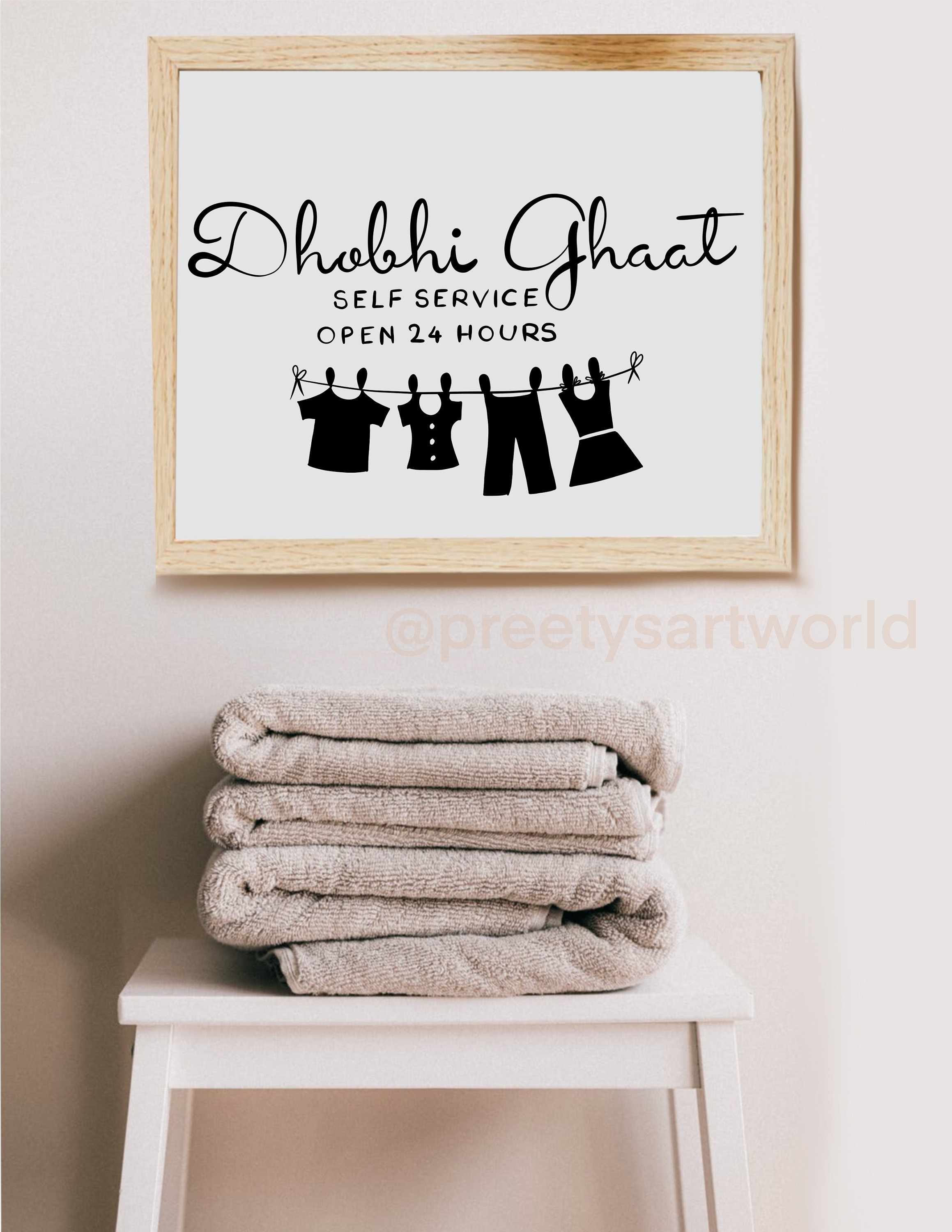 Dhobi Ghaat Laundry Sign Indian I Open 24 Hours Self Service Laundry ...