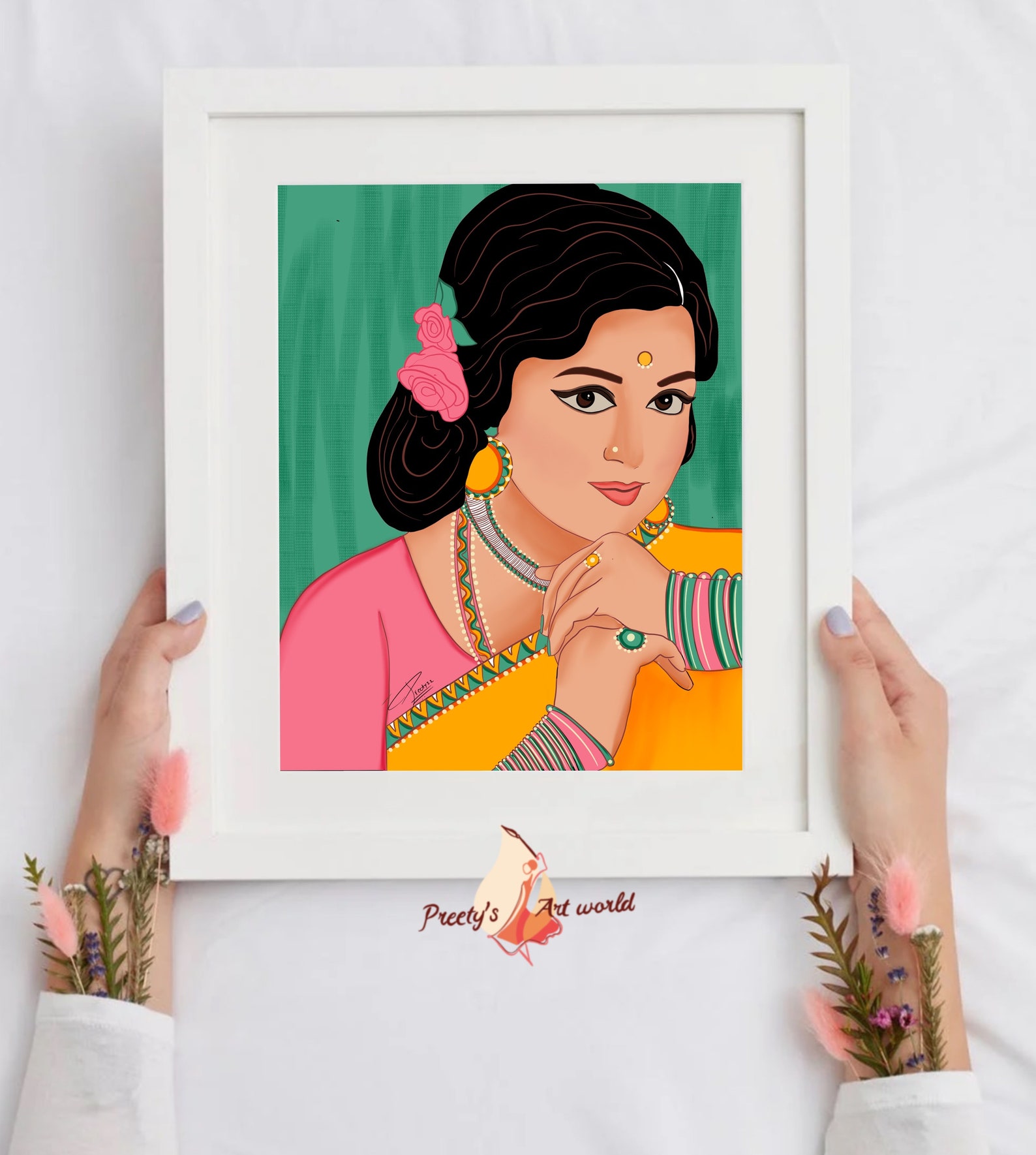 Indian Royal Lady Art Print I Printable Indian Wall Art I | Etsy