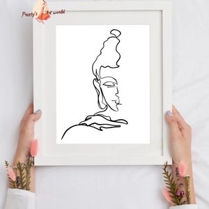 Calm Buddha Half Face Single Line Wall Art I One Line Art Print I ...