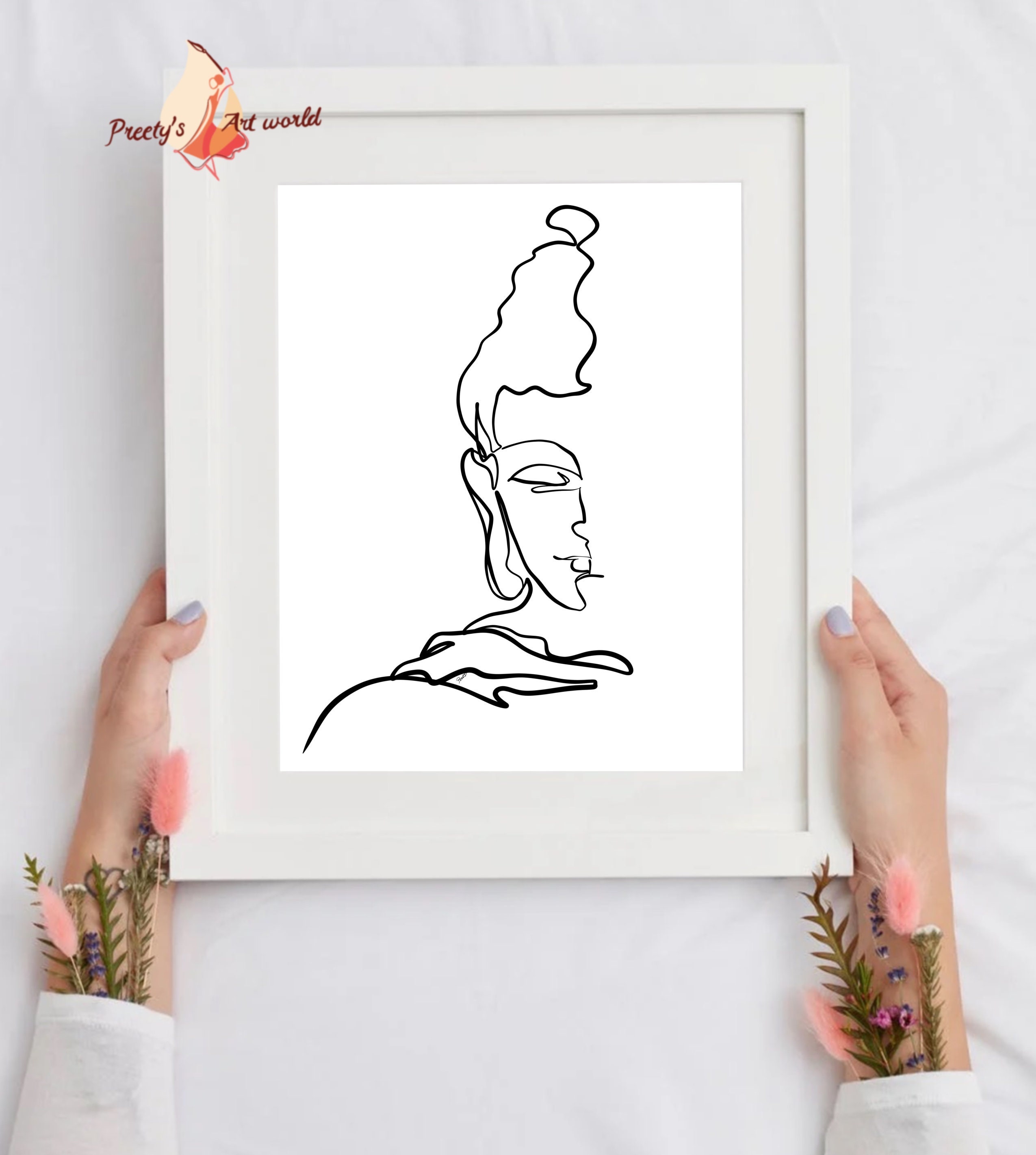Calm Buddha Half Face Single Line Wall Art I One Line Art Print I ...