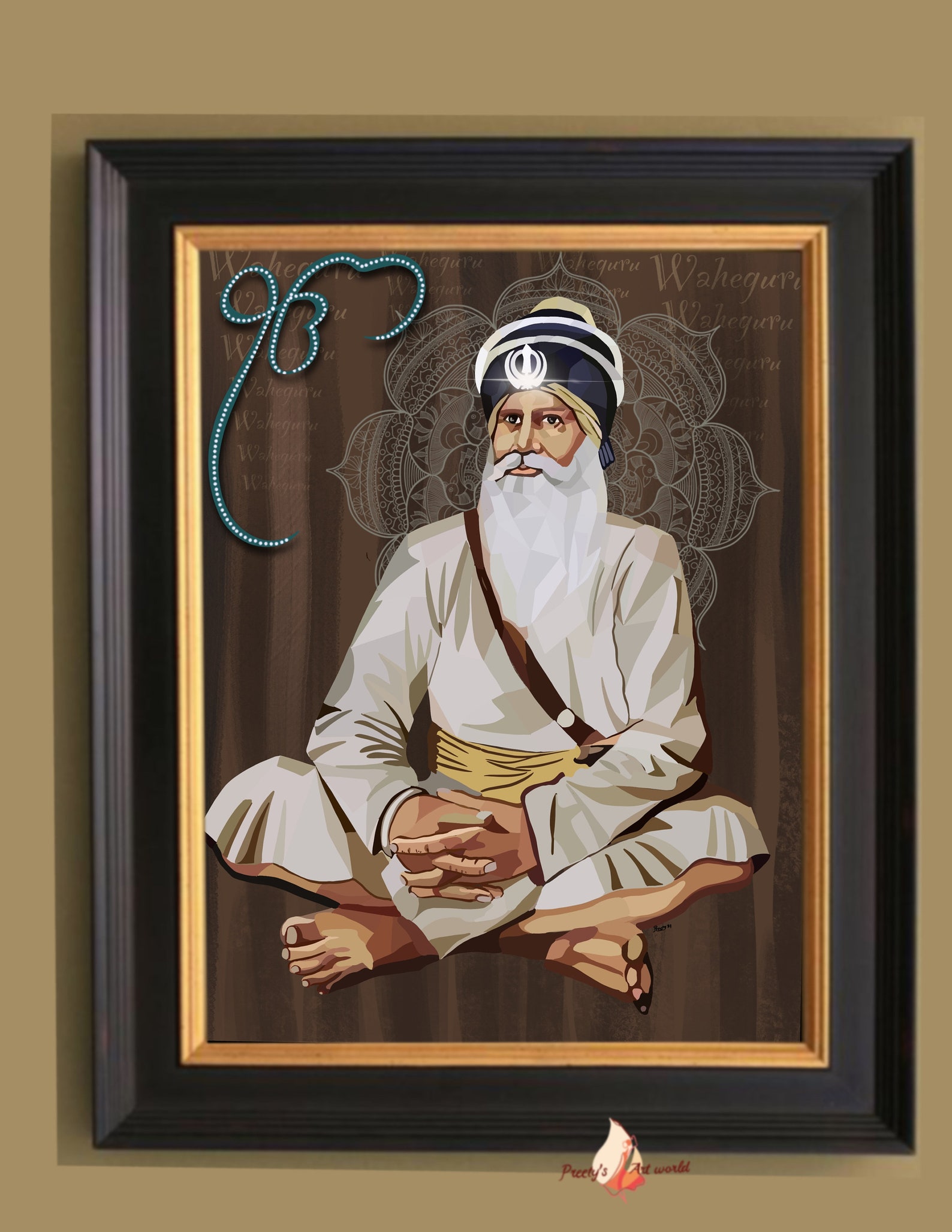Baba Deep Singh Ji Sikh Art Illustration Print I Sikh God Wall Art ...