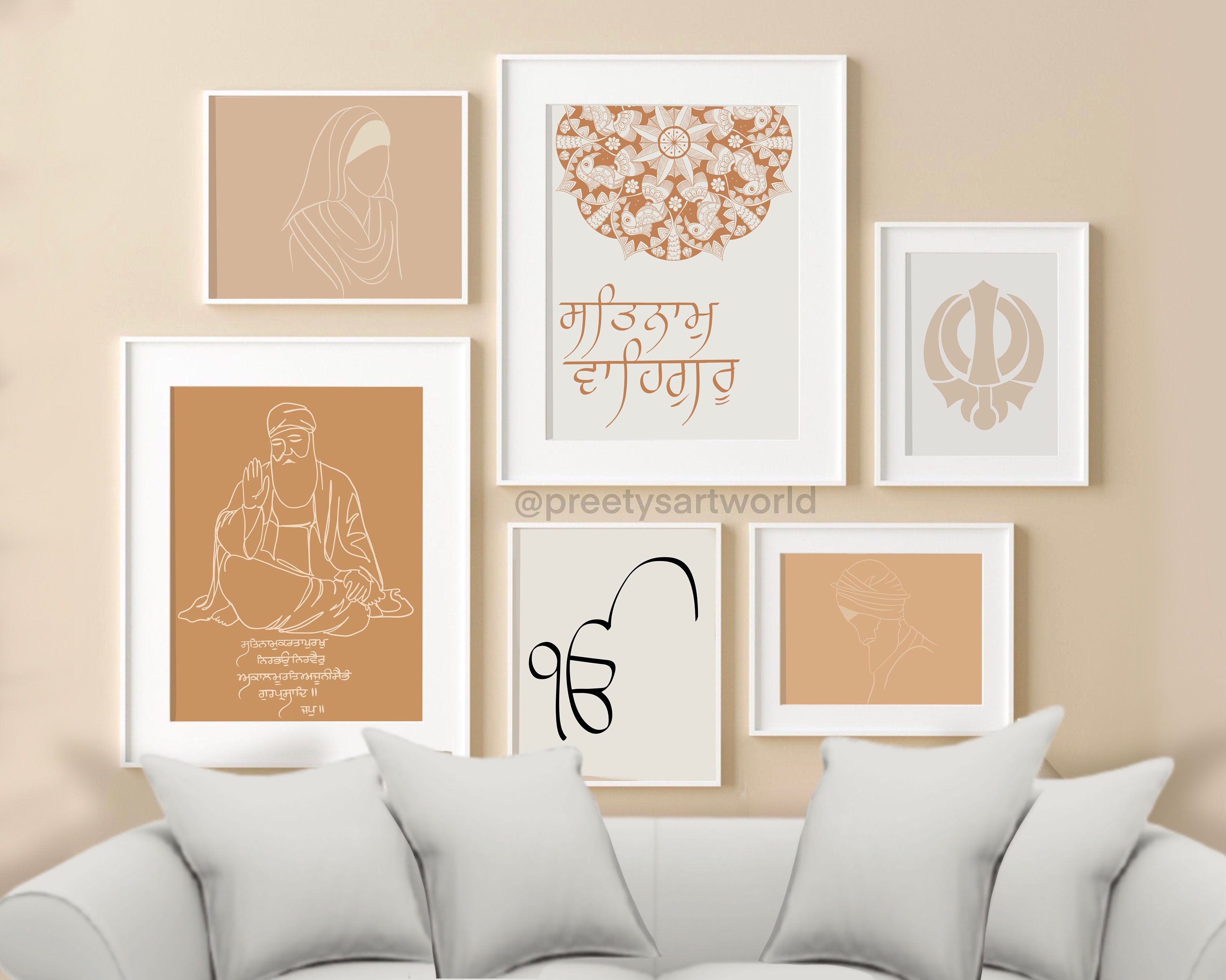 Set of 6 Punjabi Religious Home Décor I Sikhi Wall Art I Sikhism ...