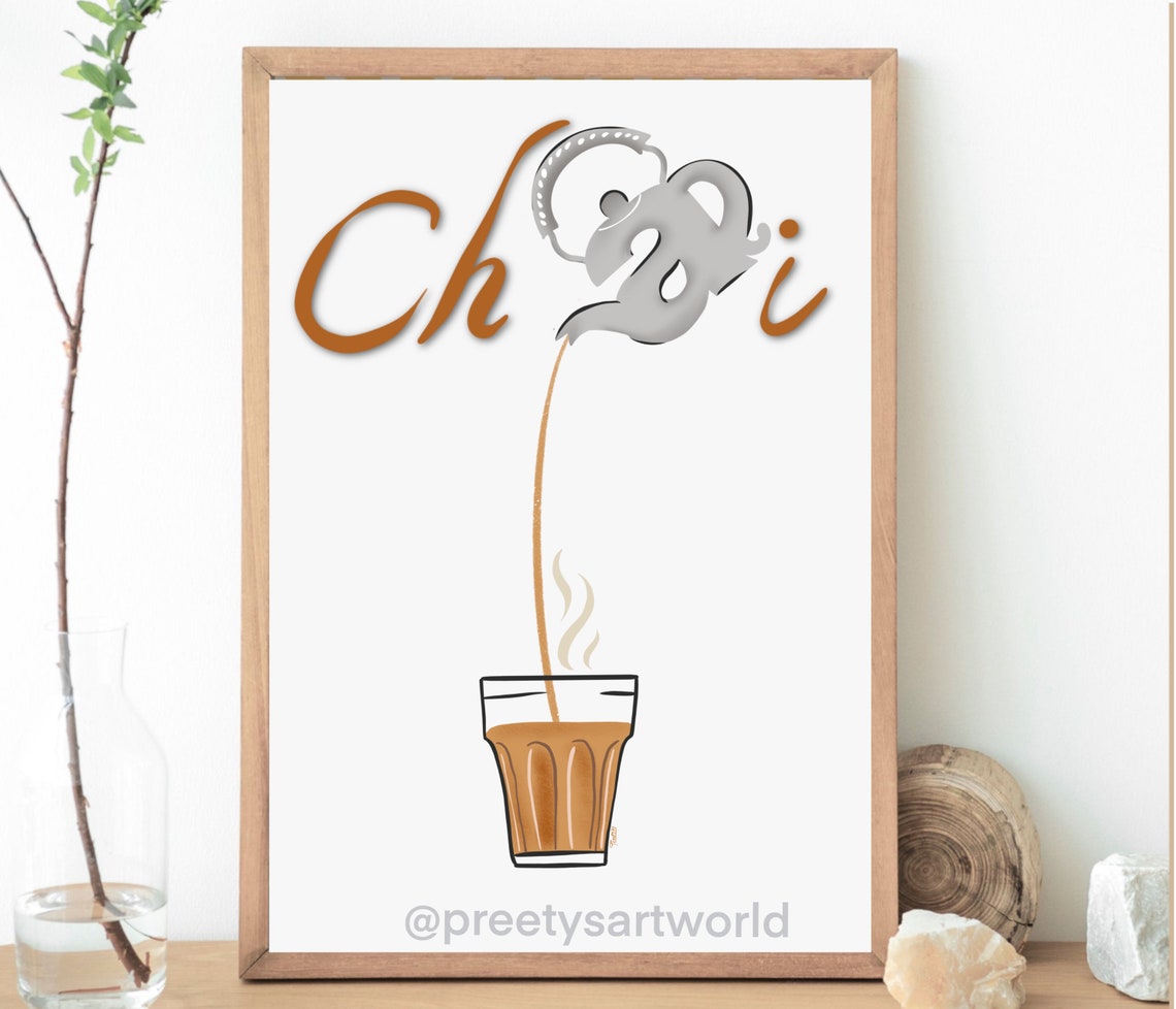 Chai Tea Sign Indian Kitchen Art Illustration Kitchen Home - Etsy