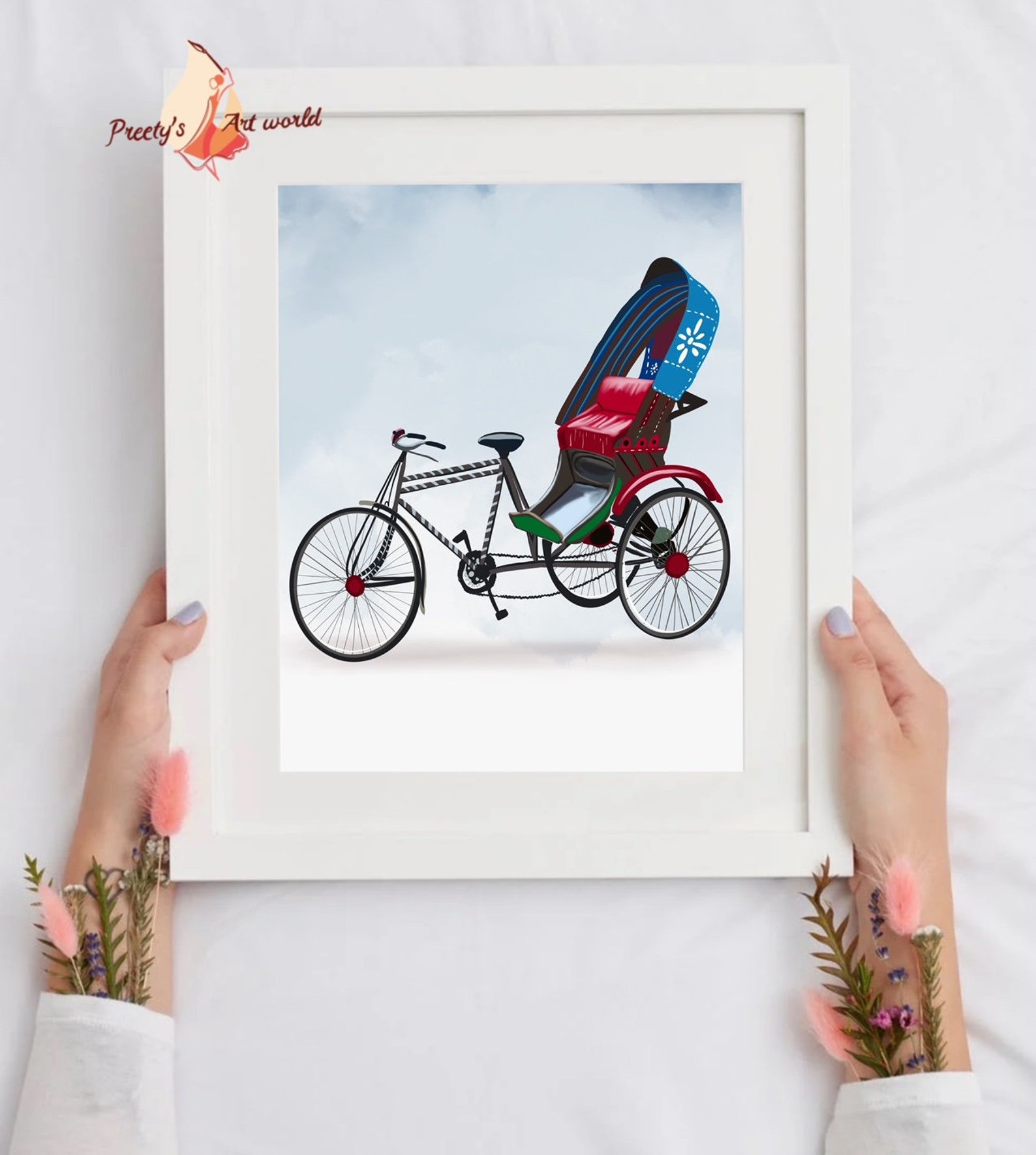 Cycle Rickshaw Poster Art I Indian Wall Decor I Indian | Etsy