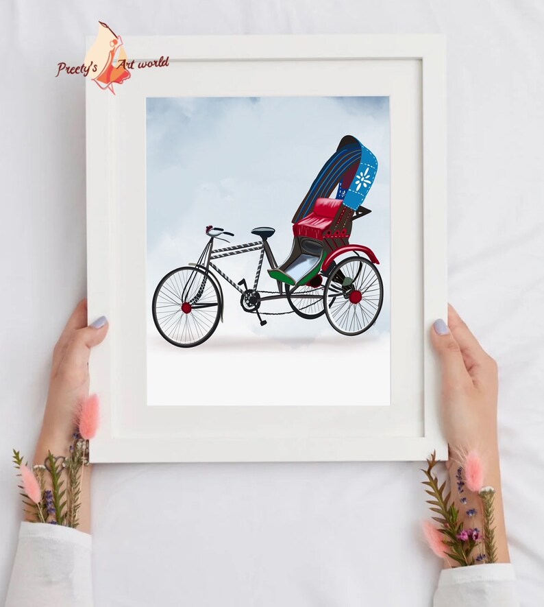 Cycle Rickshaw Poster Art I Indian Wall Decor I Indian | Etsy