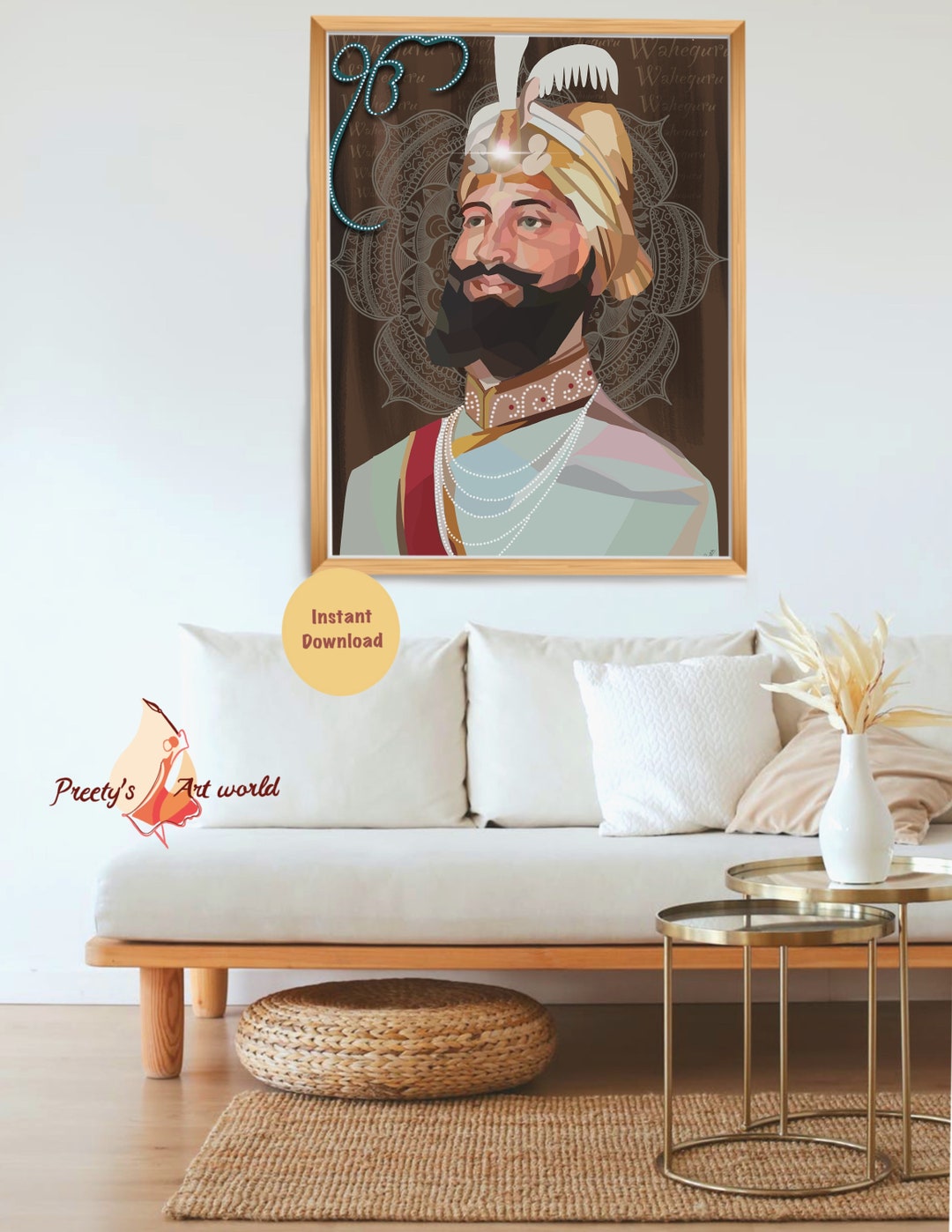 Guru Gobind Singh Ji Sikh Art Illustration Print I Sikh God Wall Art ...