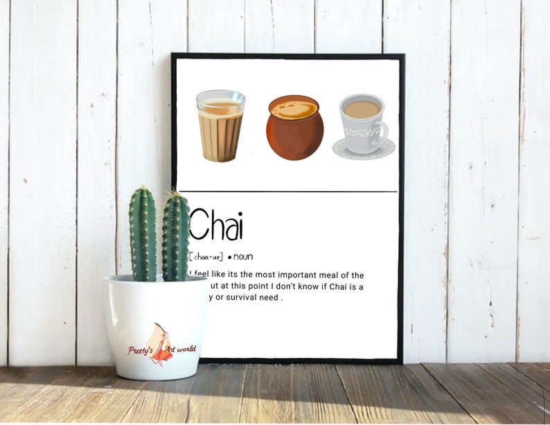 Set 3 Cups of Chai Art Print Chai Definition Chai Painting - Etsy